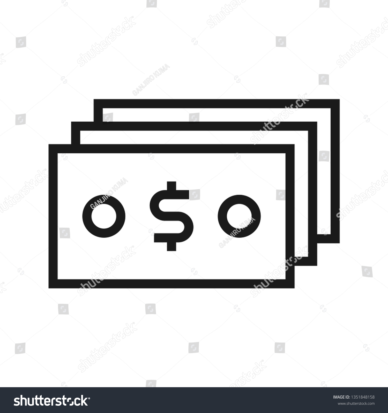Banknotes Icon Stroke Outline Style Vector Stock Vector (Royalty Free ...