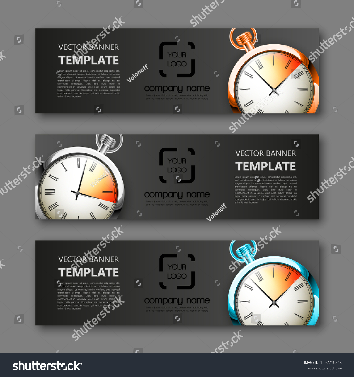 Banner Clock Background Modern Template Vector Stock Vector (Royalty ...