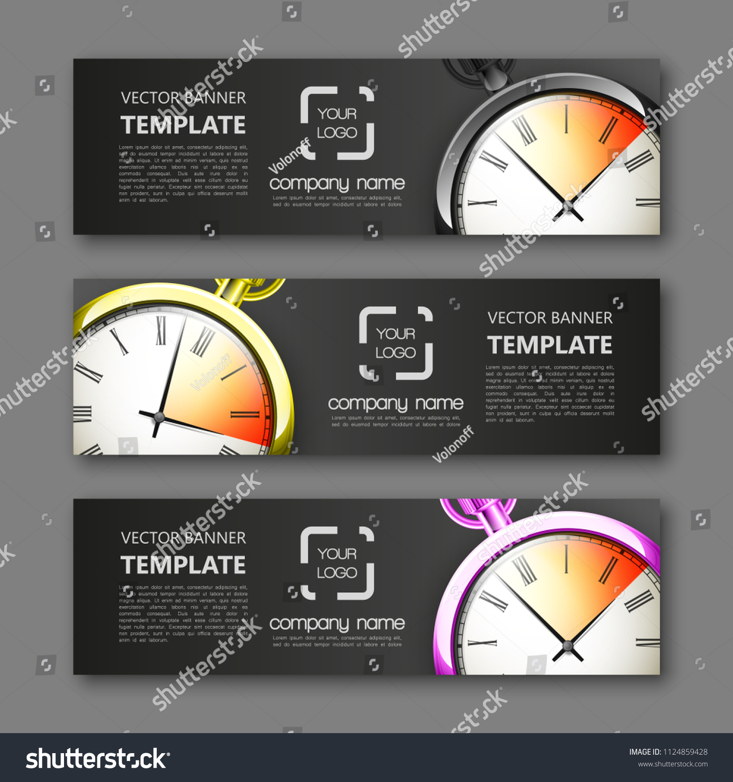 Banner Clock Background Modern Template Vector Stock Vector (Royalty ...