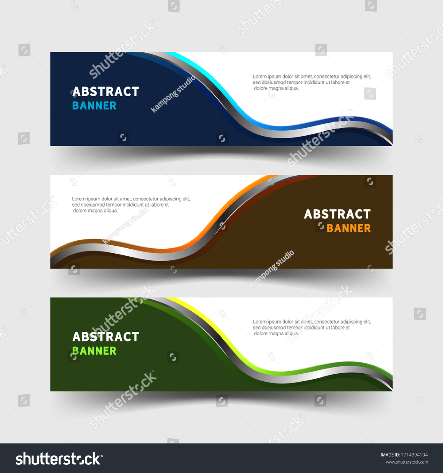Banner Design Set Wavy Shape Stock Vector (Royalty Free) 1714394104 ...