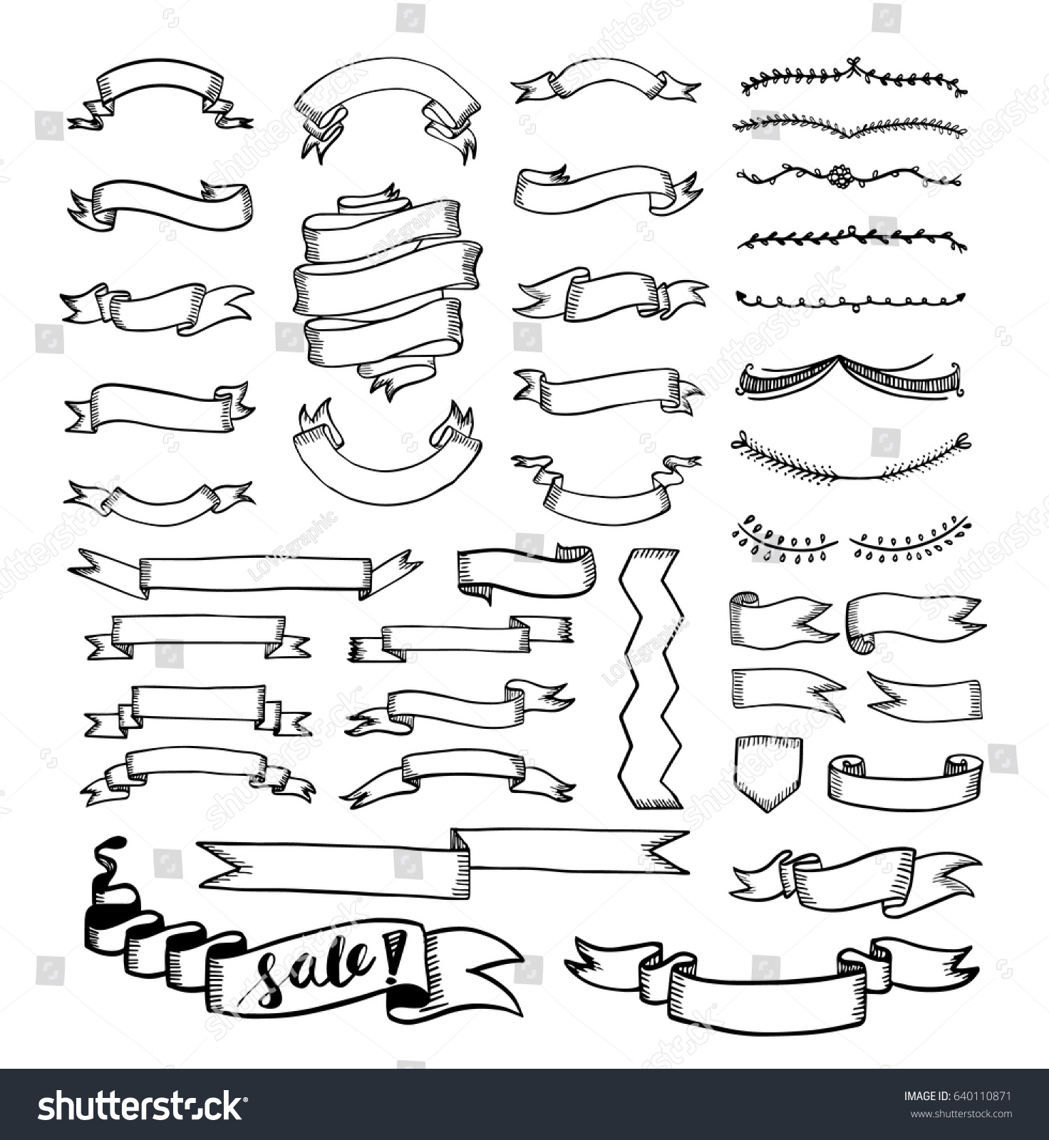 Banner Drawing Collection Vector Illustration Stock Vector (Royalty ...