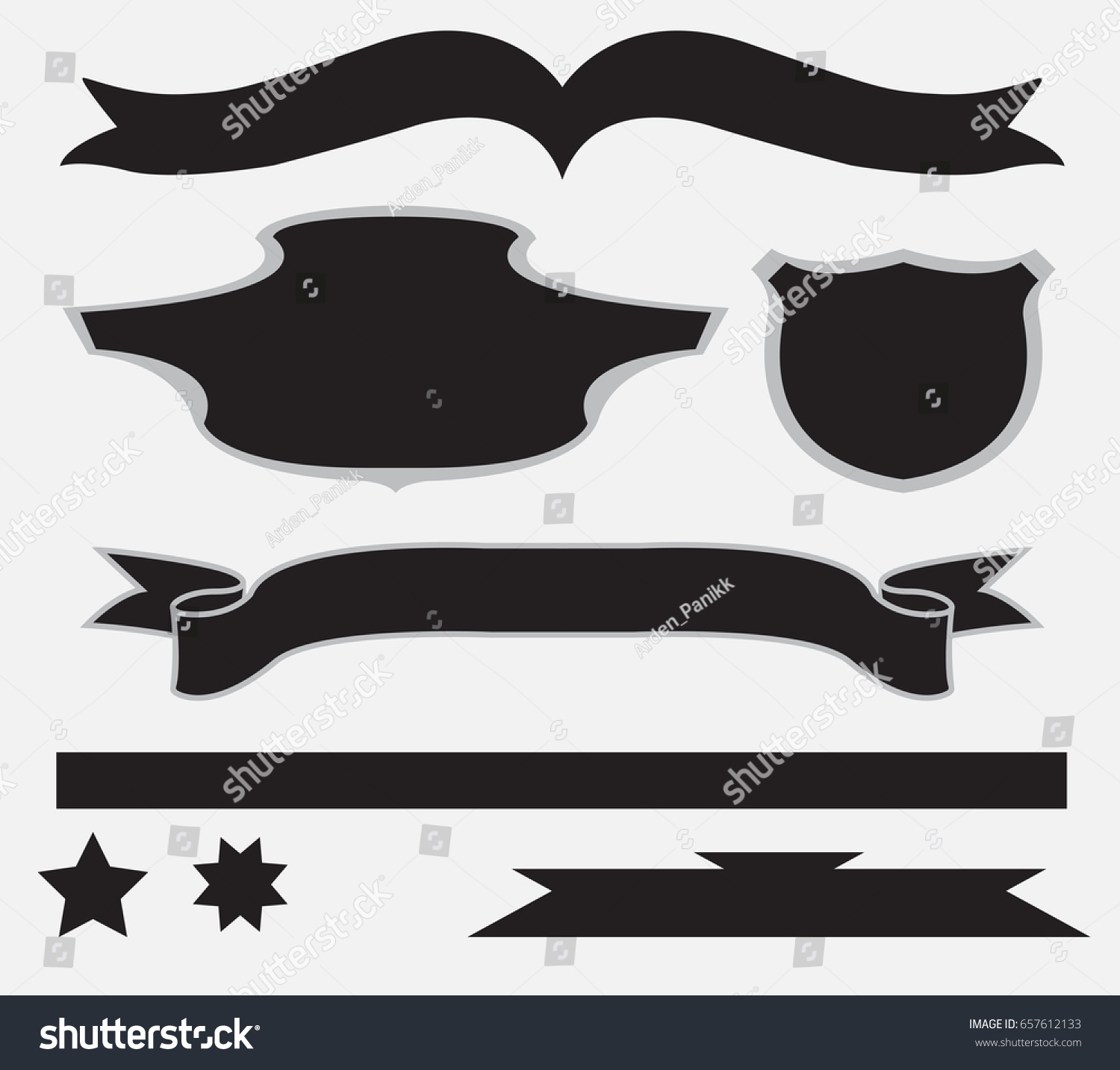 Banner Logo Vector Drawn Set: vector de stock (libre de regalías ...
