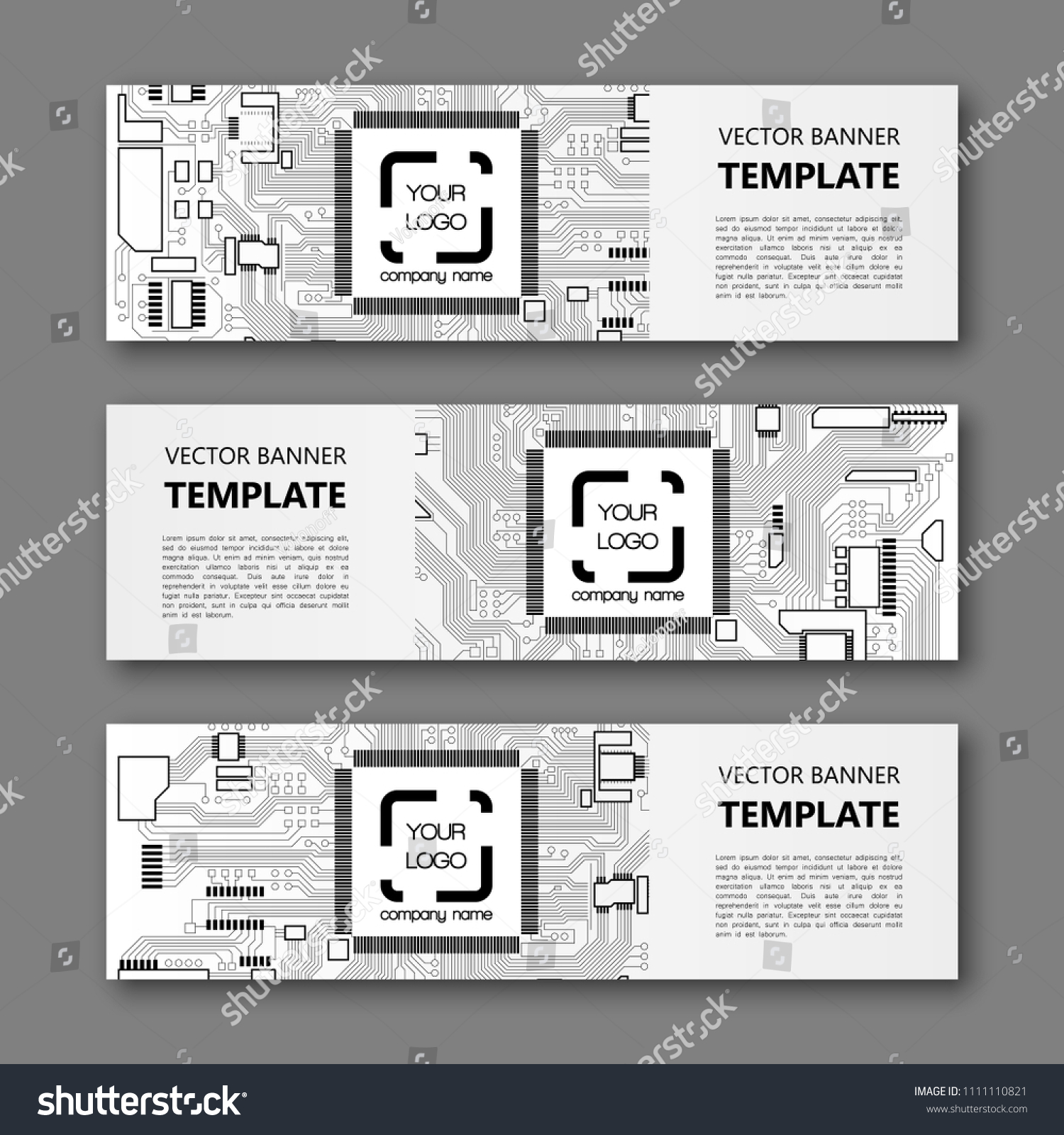 Banner Microcircuit Modern Template Processor Design Stock Vector ...