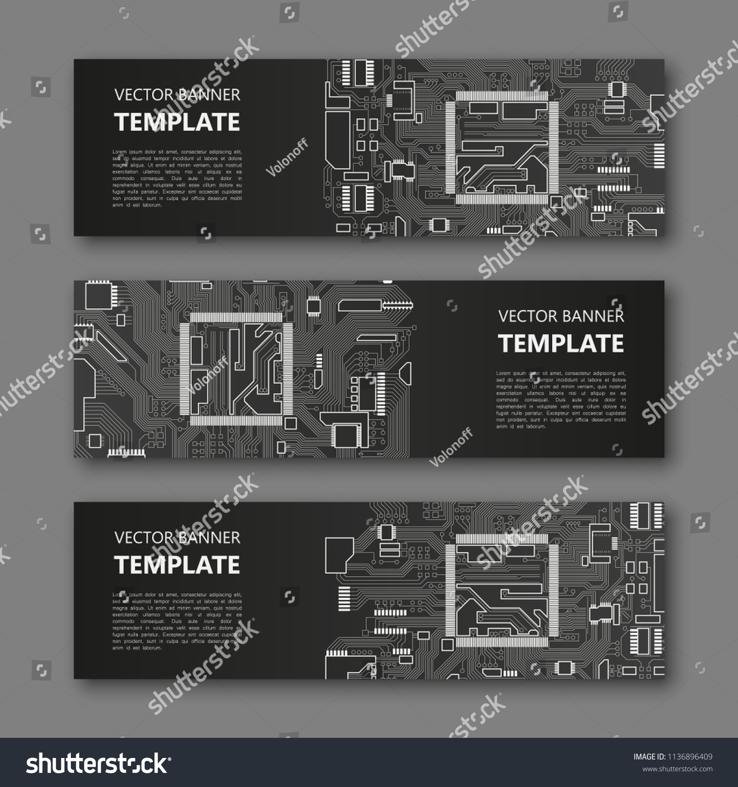 Banner Microcircuit Modern Template Processor Design Stock Vector ...