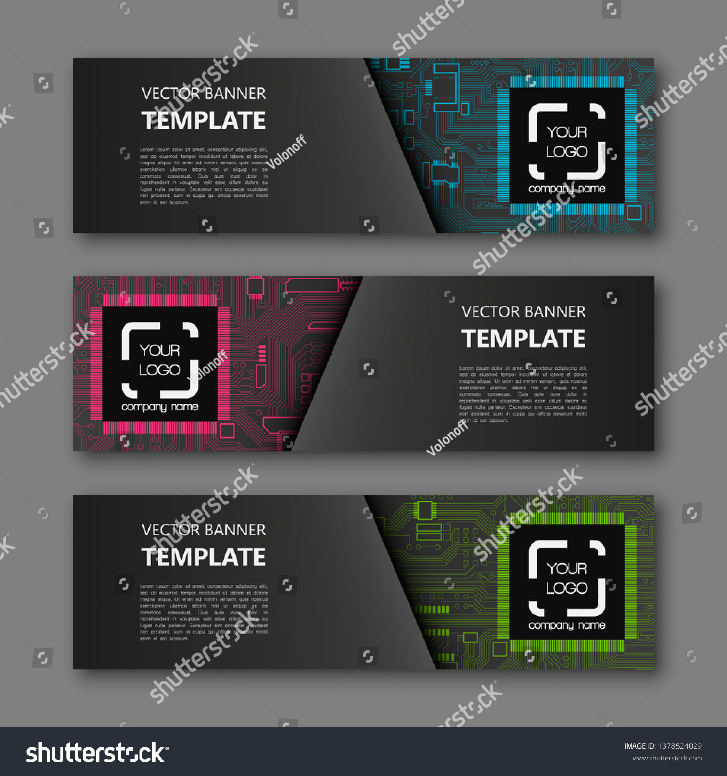 Banner Microcircuit Modern Template Processor Design Stock Vector ...