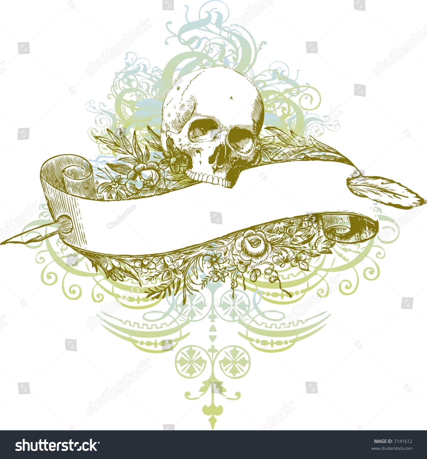 Banner Skull Vector Illustration Stock Vector (Royalty Free) 7141612