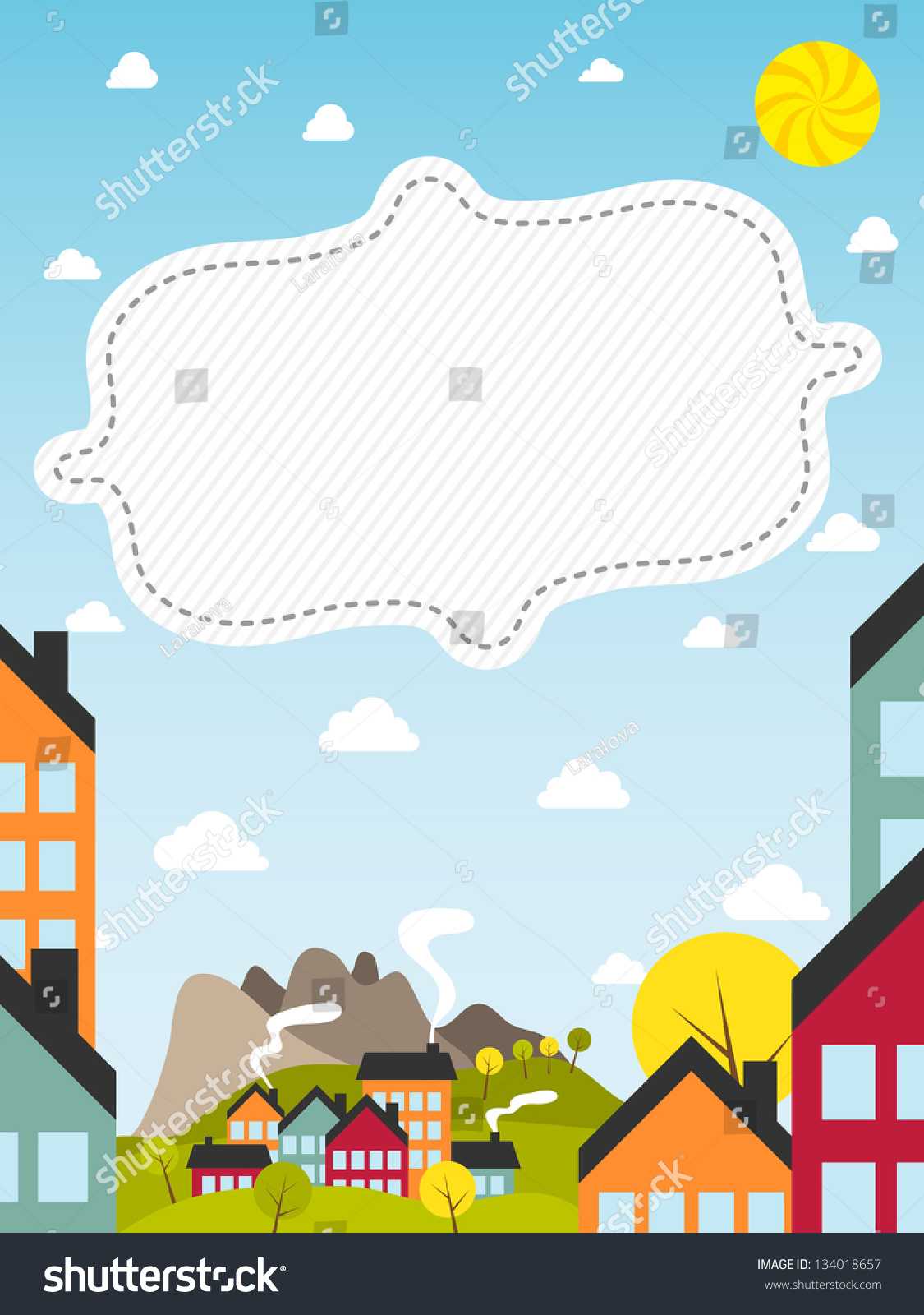 Banner Small Town Vector Illustration Stock Vector (Royalty Free) 134018657