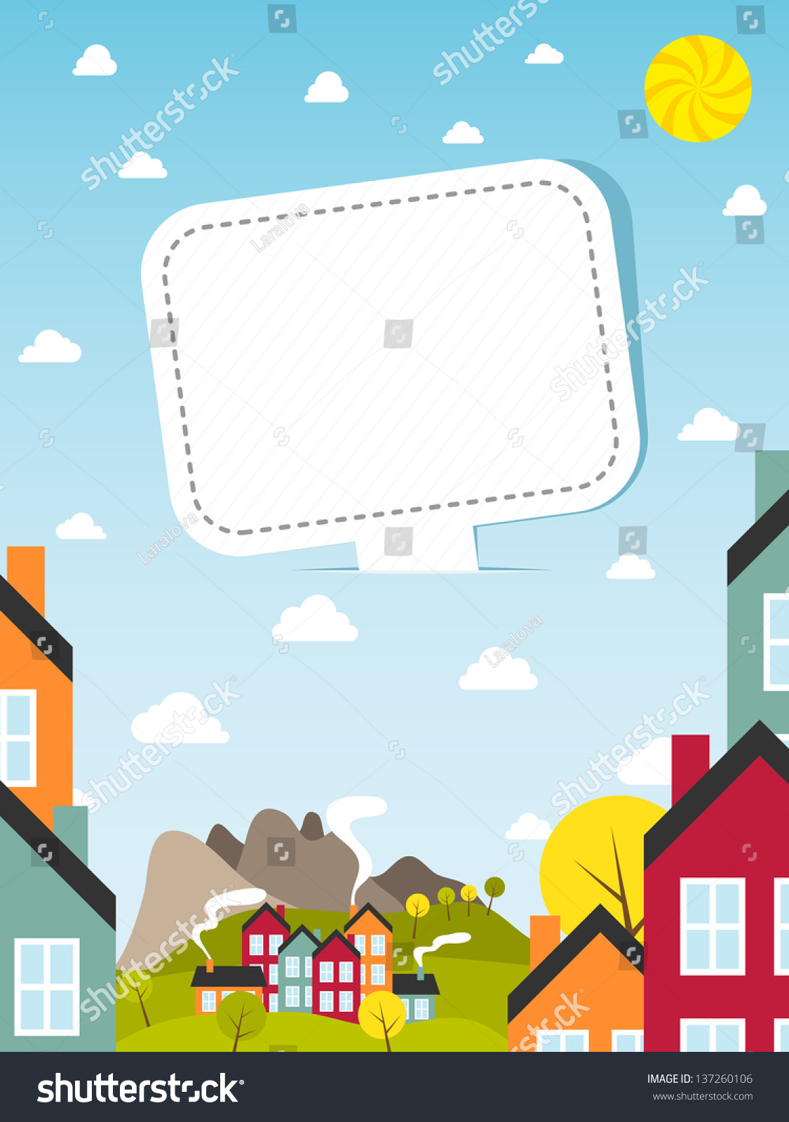 Banner Small Town Vector Illustration: vector de stock (libre de ...