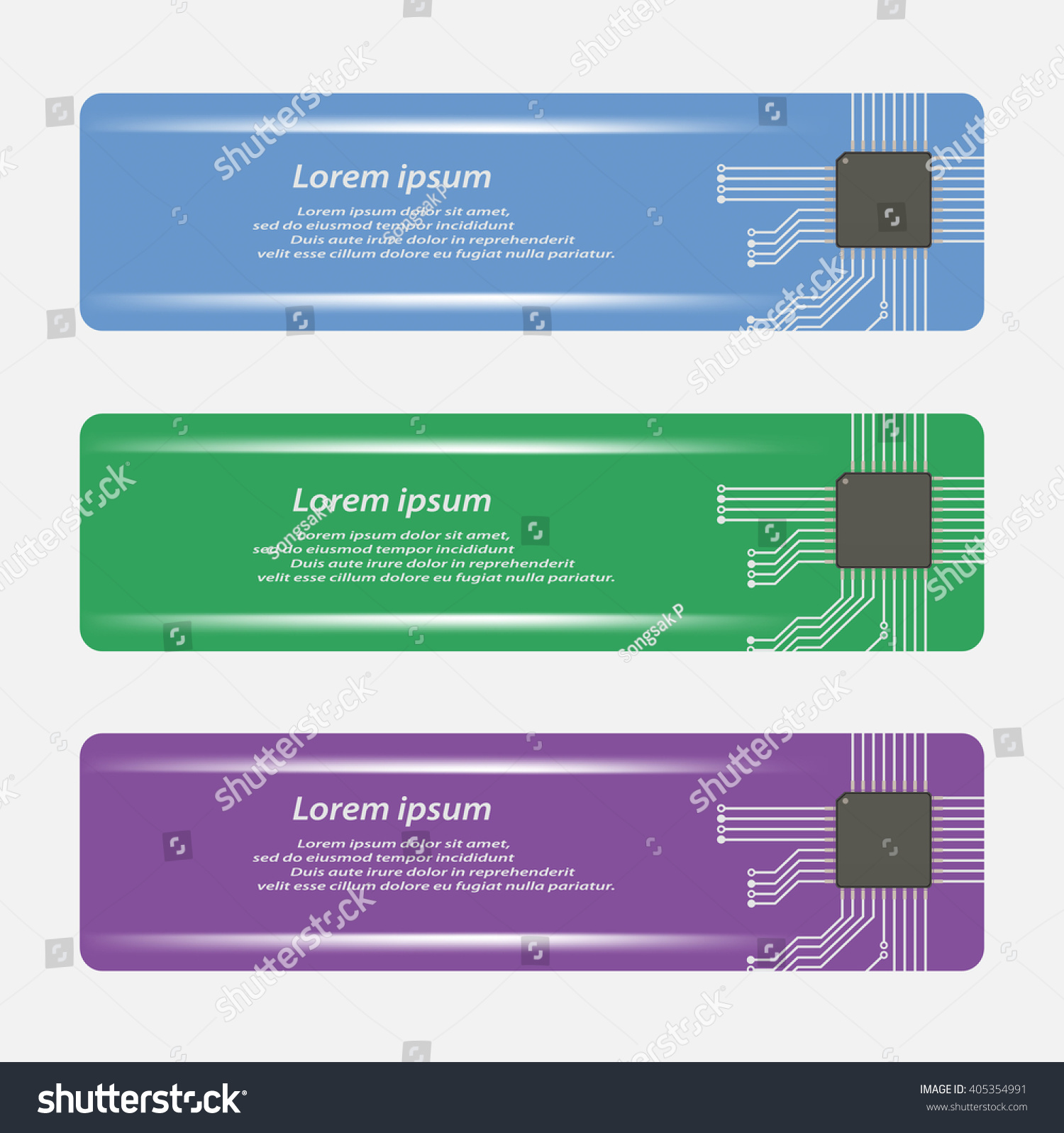 Banners Template Micro Chip Vector Illustration Stock Vector (Royalty ...