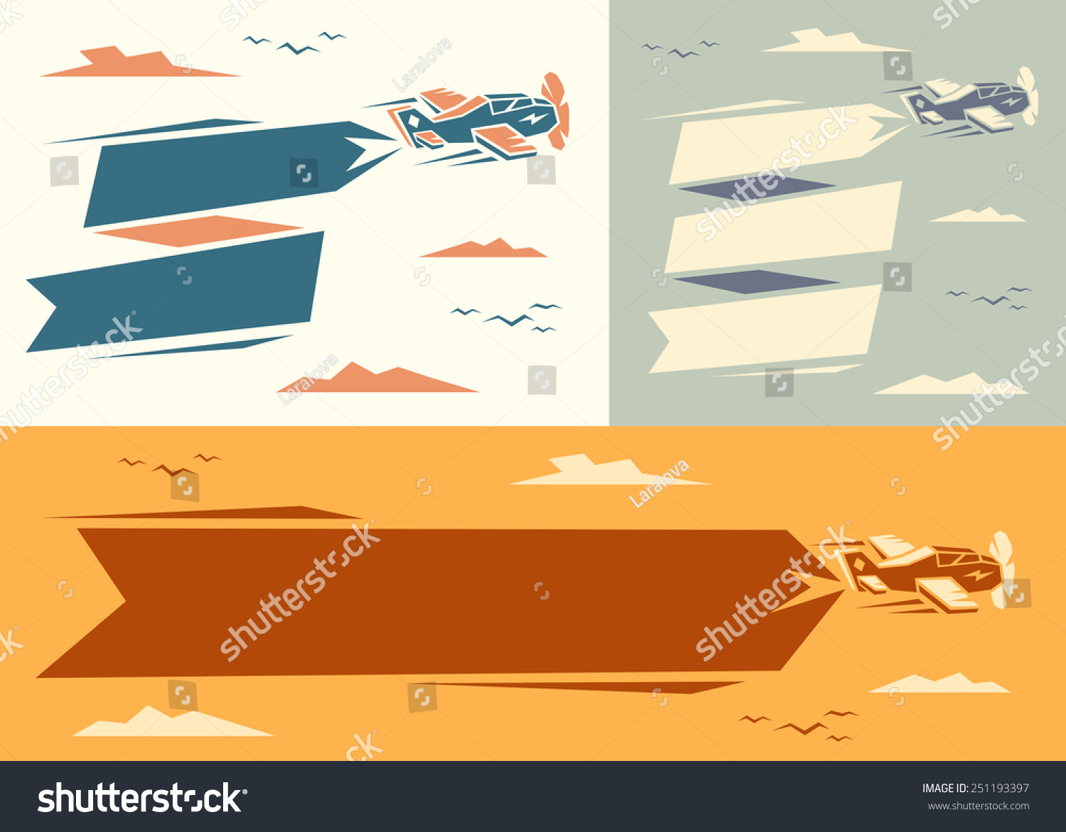 Banners Plane Vector Illustration Stock Vector (Royalty Free) 251193397 ...