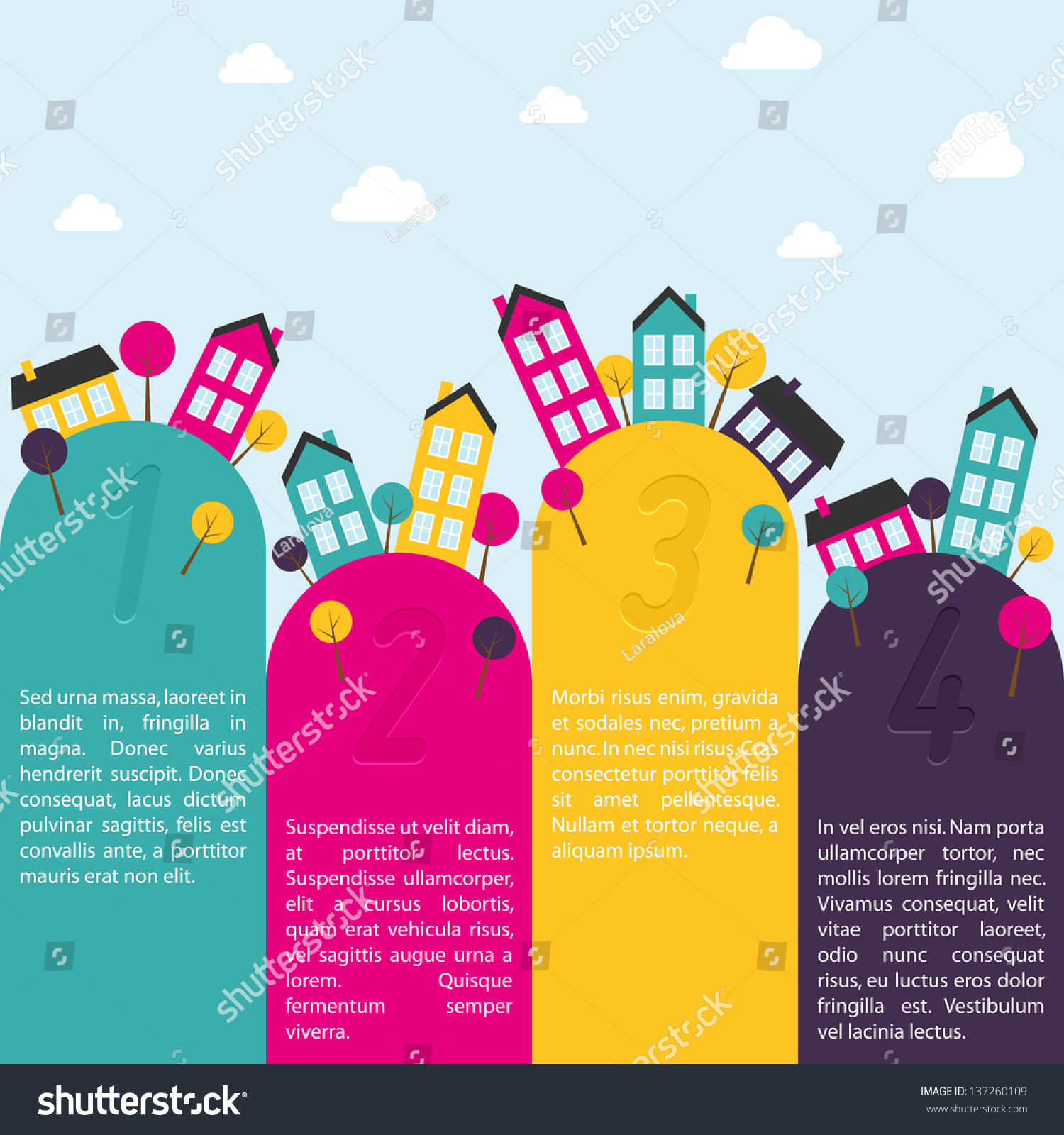 Banners Small Town Vector Illustration: เวกเตอร์สต็อก (ปลอดค่าลิขสิทธิ์ ...