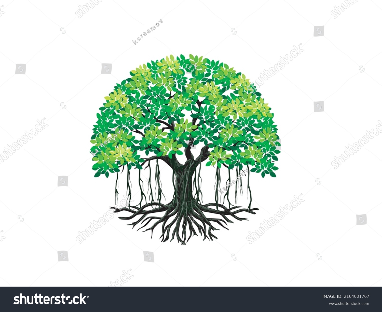 Banyan Tree Vector Illustration Tree Logo Stock Vector (Royalty Free ...