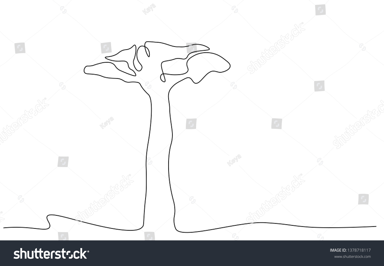 Baobab Tree One Line Drawing Vector Stock Vector (Royalty Free) 1378718117