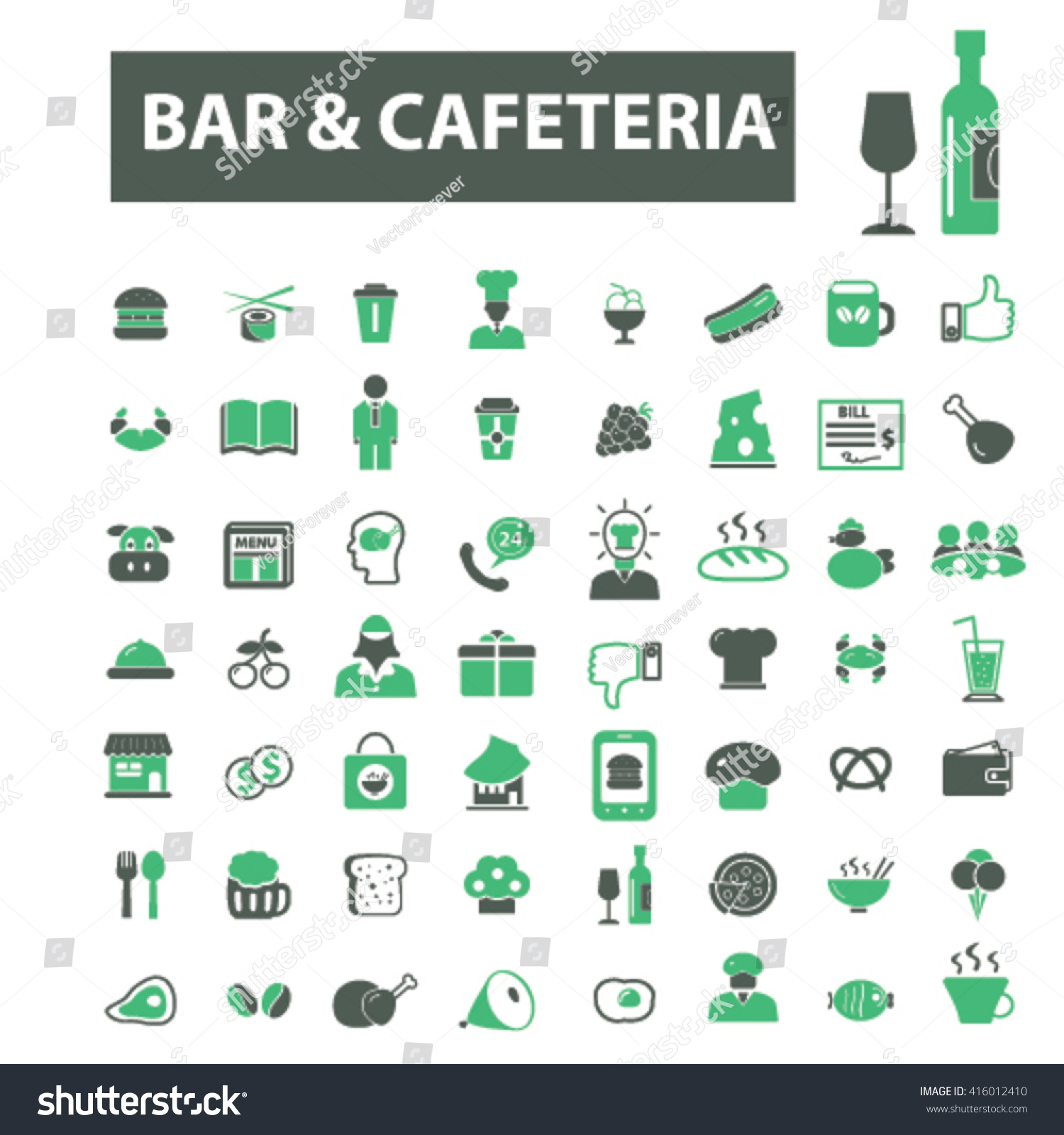 Bar Cafe Cafeteria Pub Icons Stock Vector (Royalty Free) 416012410 ...