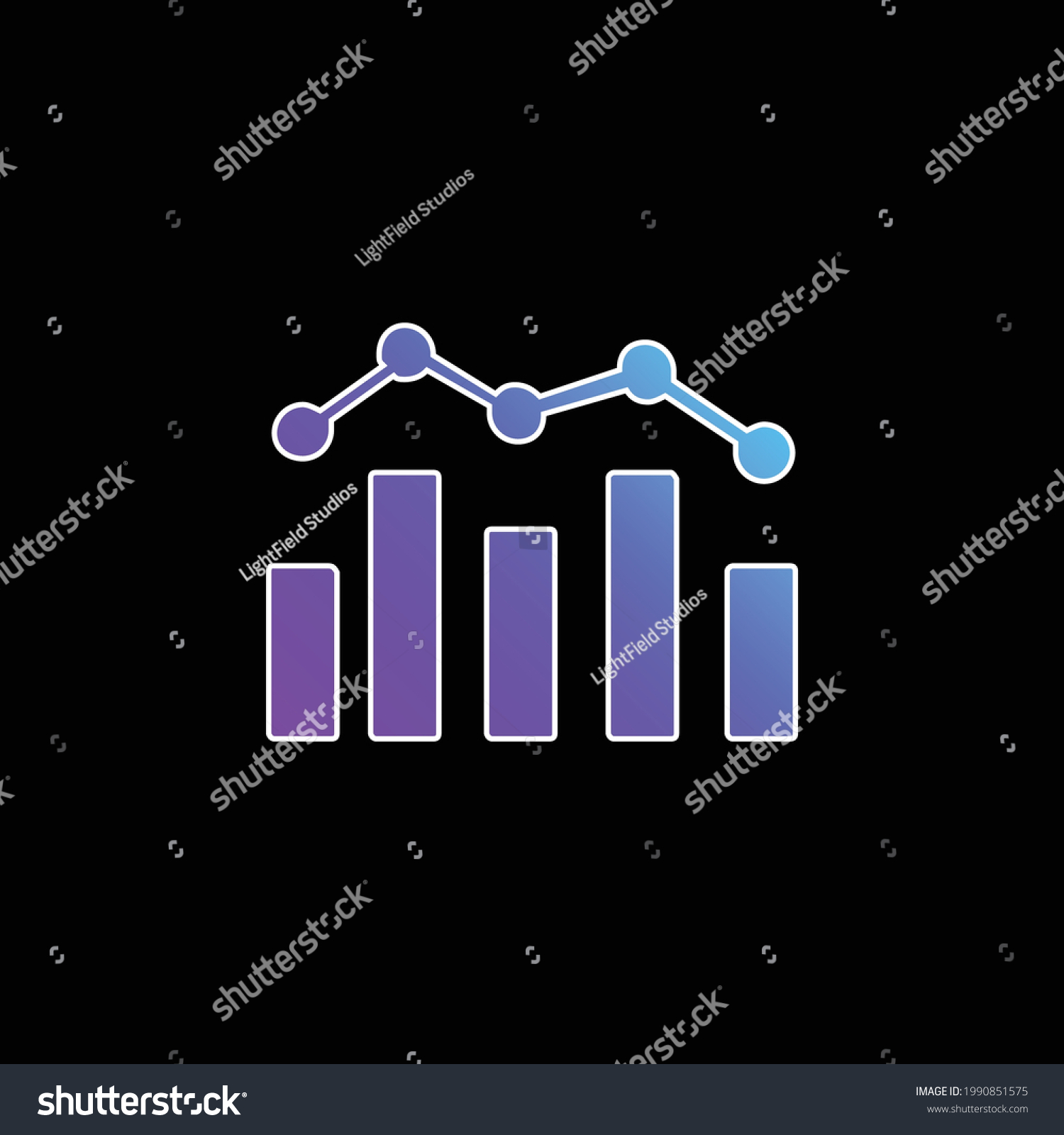Bar Chart Polyline Blue Gradient Vector Stock Vector (Royalty Free ...