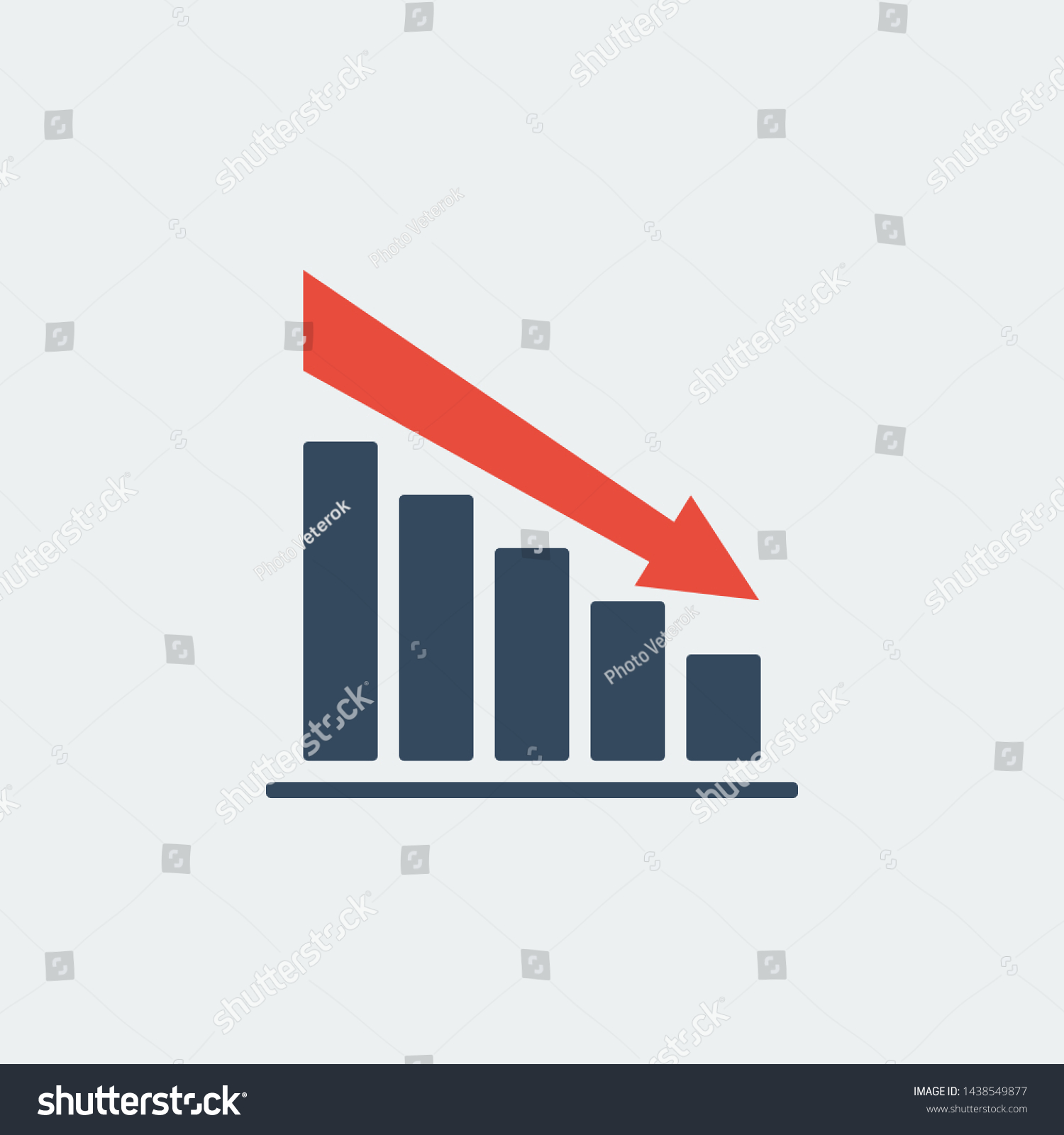 Bar Chart Red Down Arrow Vector Stock Vector (Royalty Free) 1438549877 ...