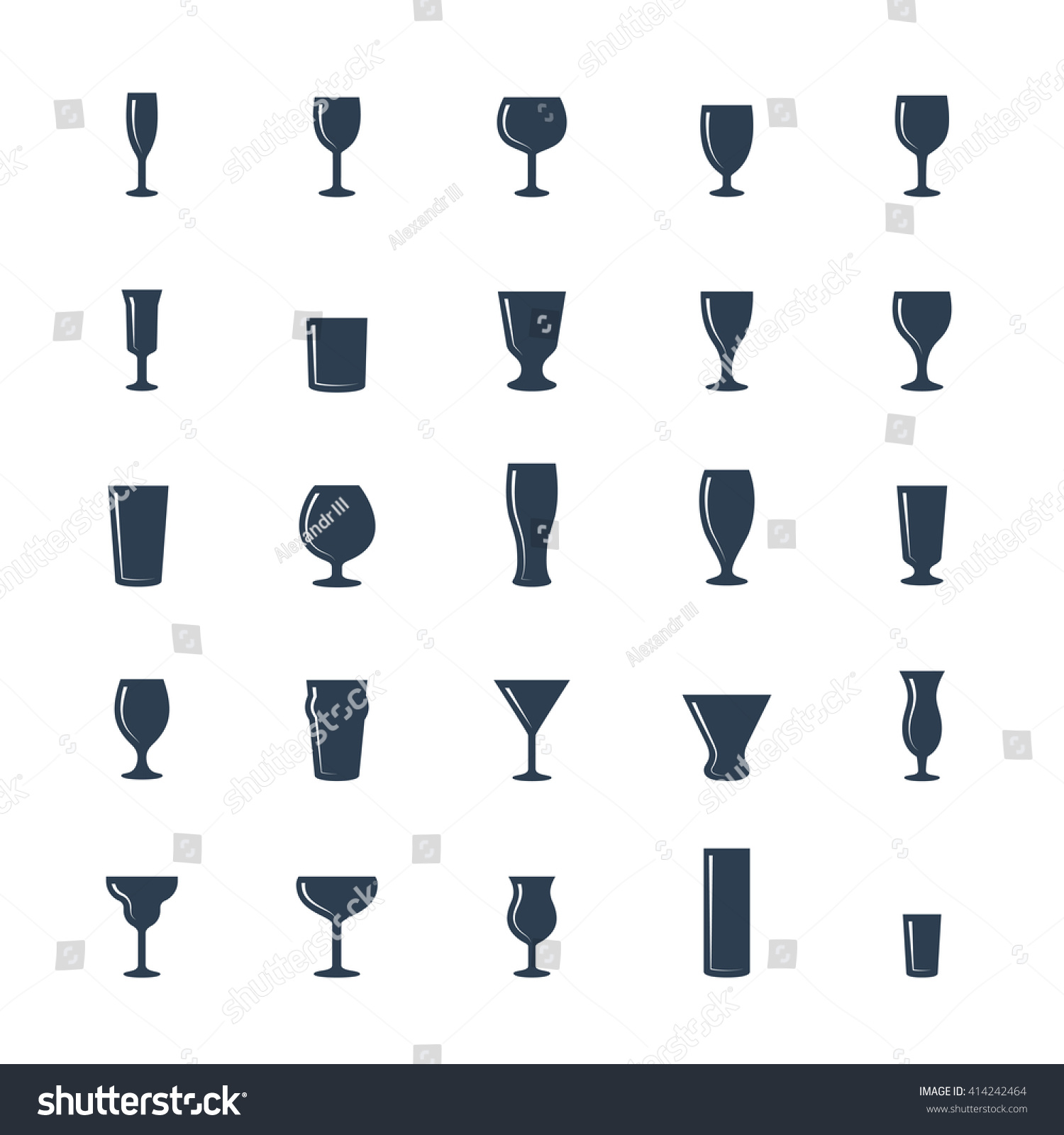 Bar Glasses Vector Icon Set Stock Vector Royalty Free 414242464 Shutterstock