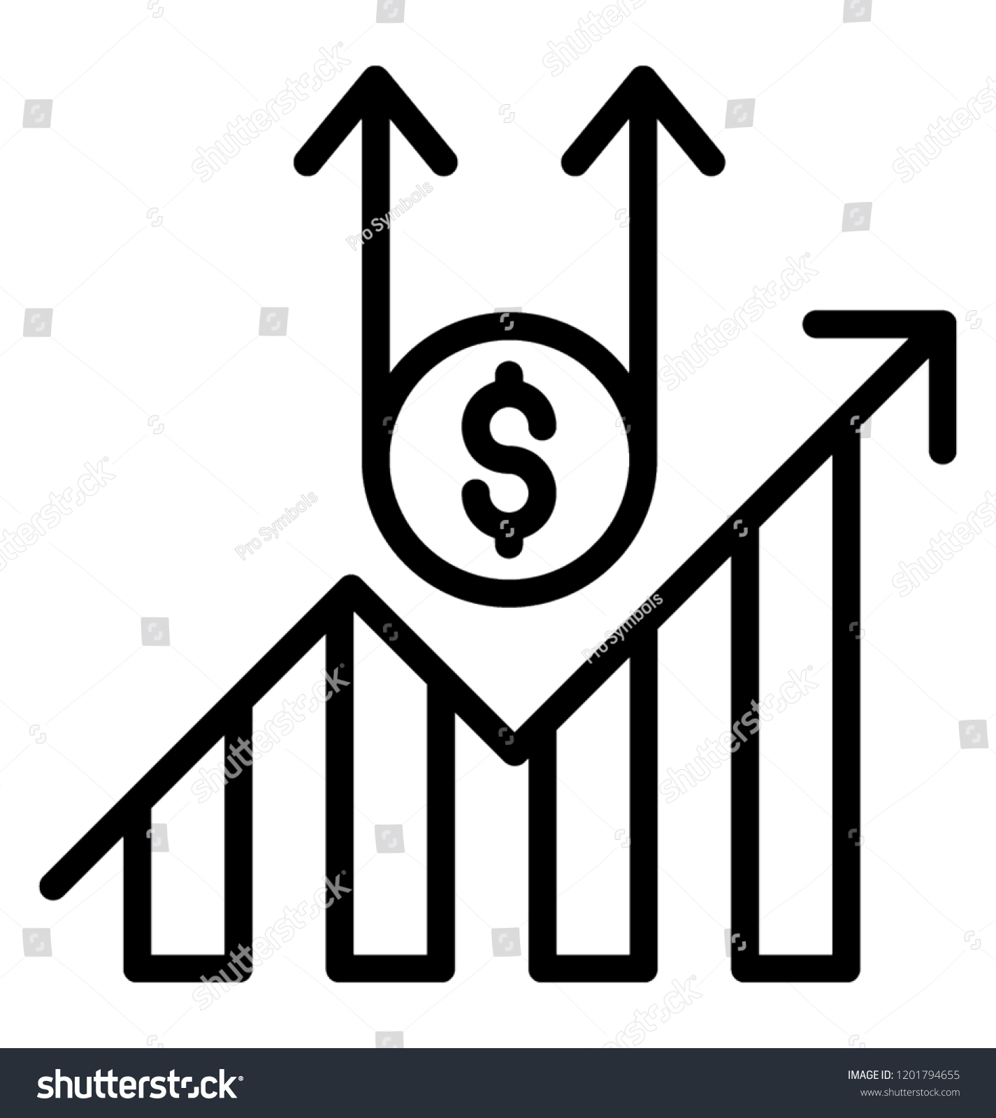 Bar Graph Analysis Line Icon Growth Stock Vector (Royalty Free) 1201794655