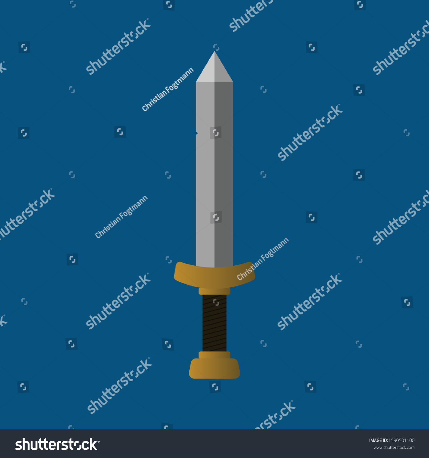 Barbarian Sword Flat Design Stock Vector (Royalty Free) 1590501100 ...