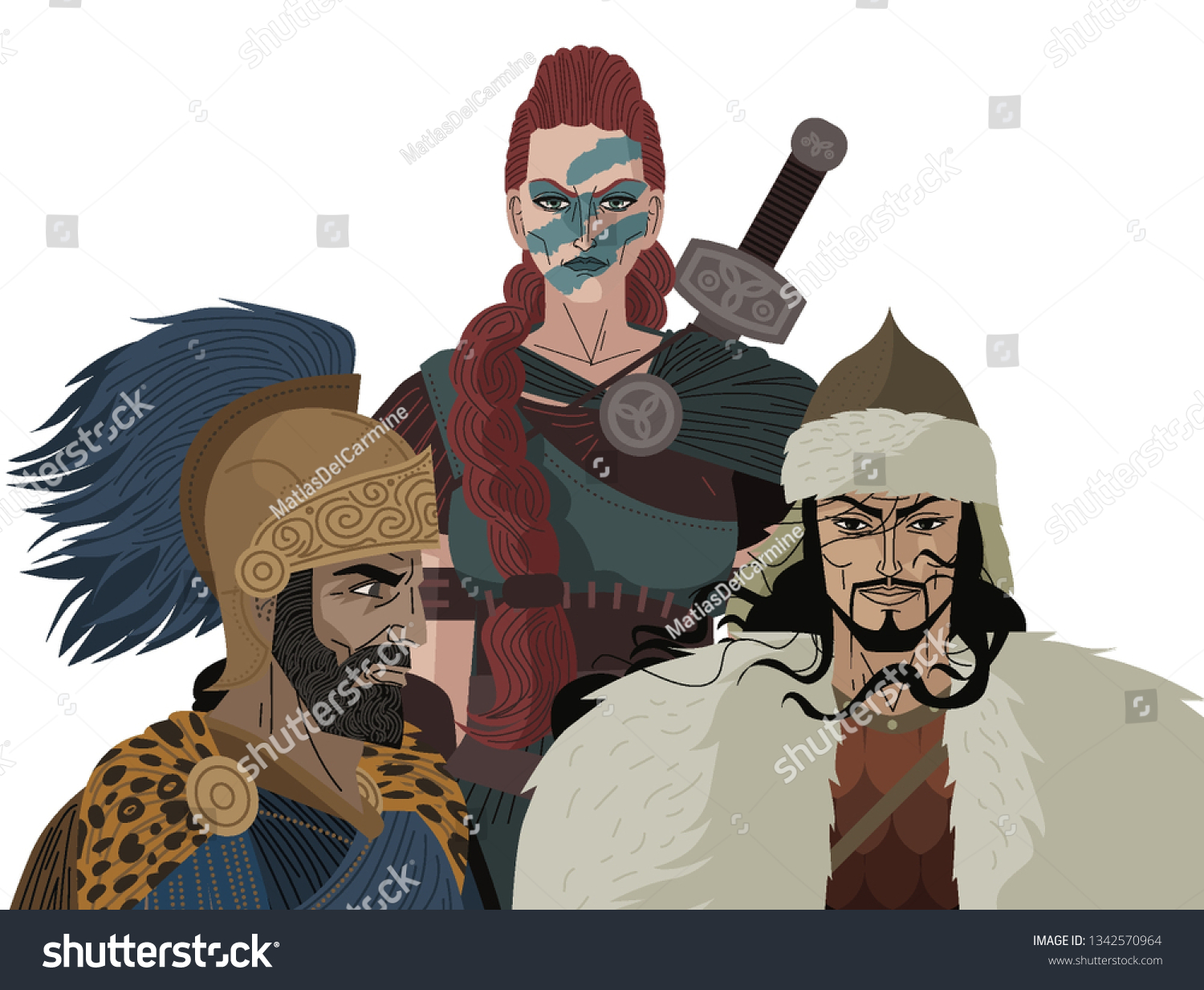 Barbarians General Warriors Stock Vector (Royalty Free) 1342570964 ...