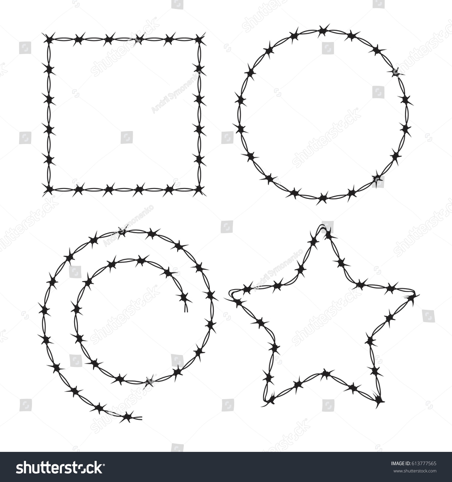 Barbed Wire Black Silhouettes Vector Frame Stock Vector (Royalty Free ...