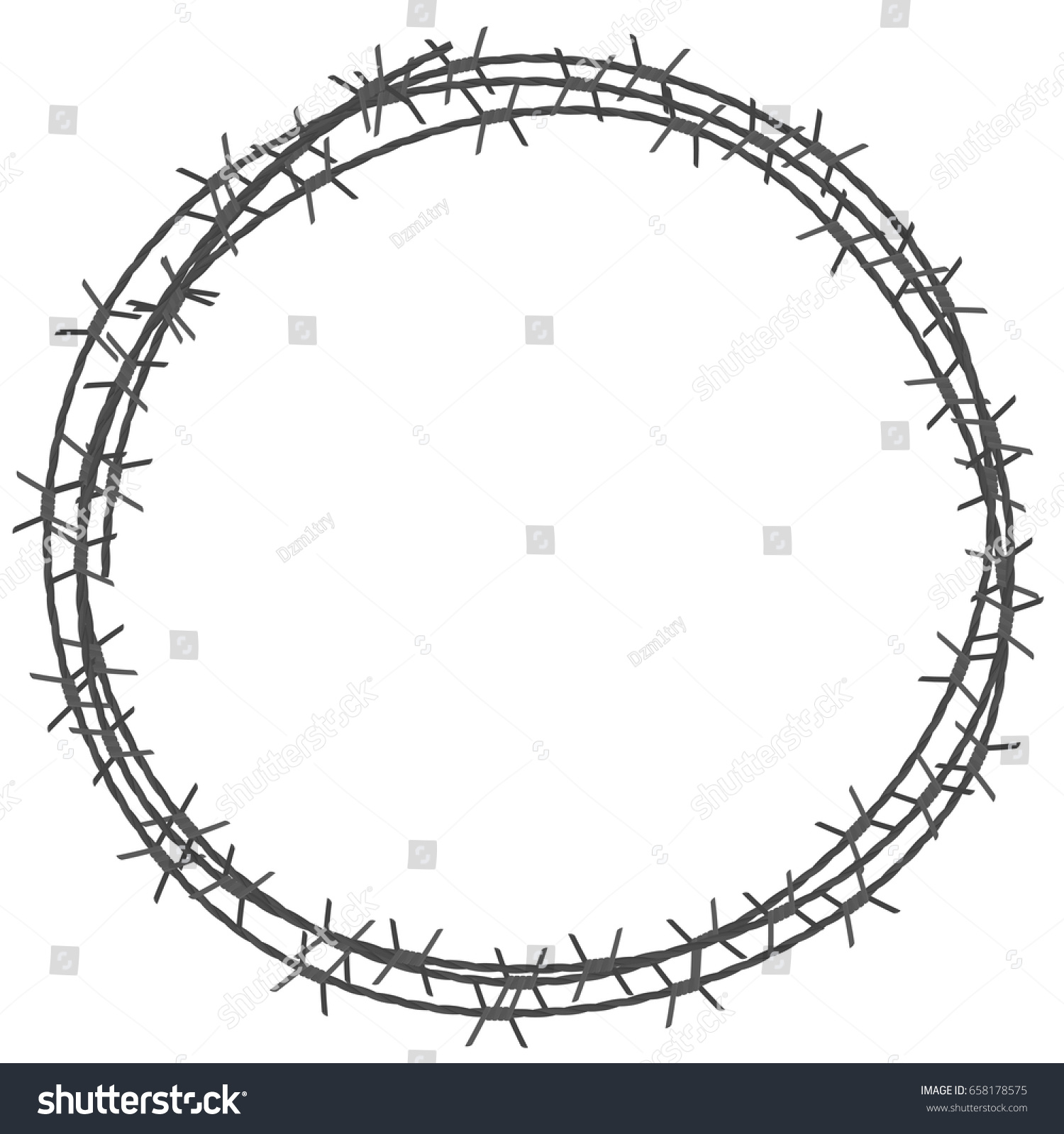 Barbed Wire Circle Border Vector Illustration Stock Vector Royalty Free 658178575