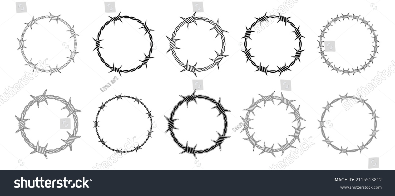 Barbed Wire Circle Frame Shape Vector Stock Vector (Royalty Free ...