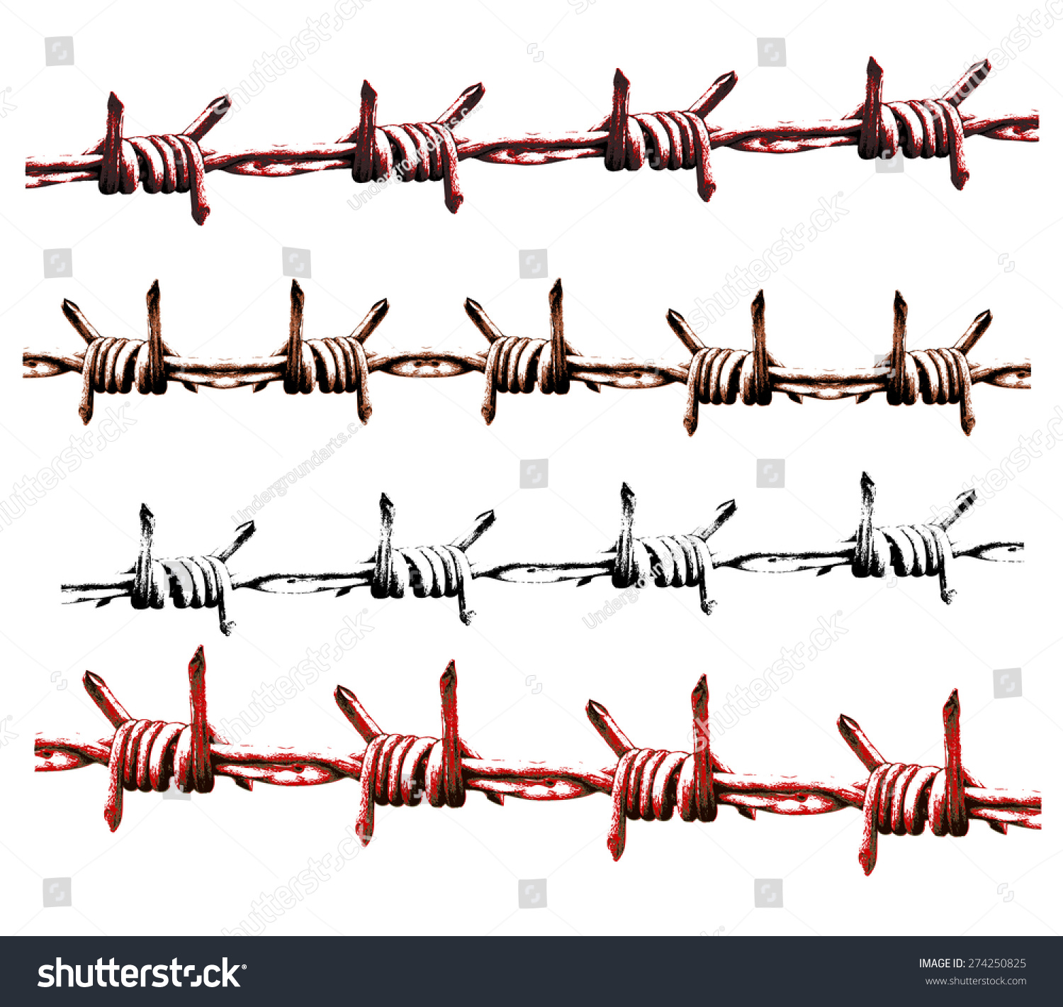 Barbed Wire Elements Isolated Transparent Repeating Stock Vector ...