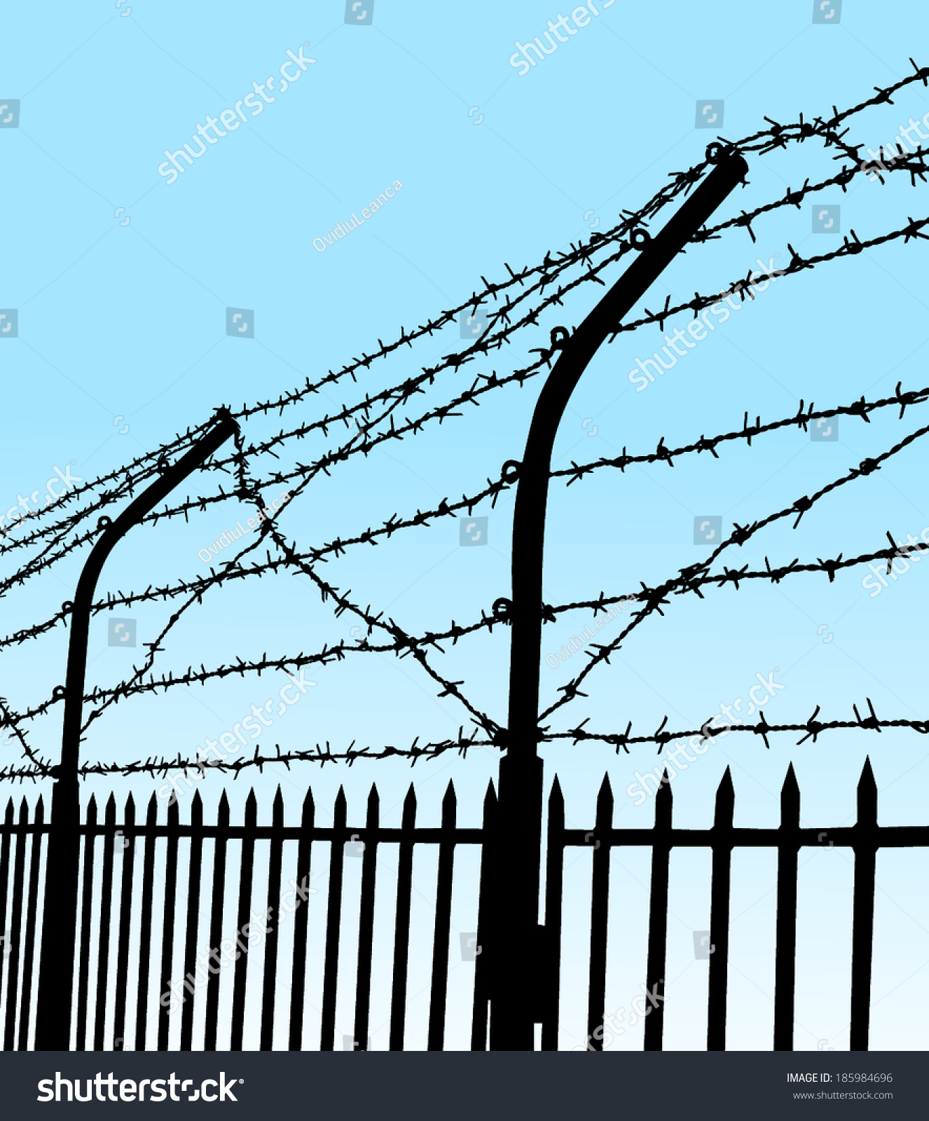 Barbed Wire Fence Stock Vector (Royalty Free) 185984696