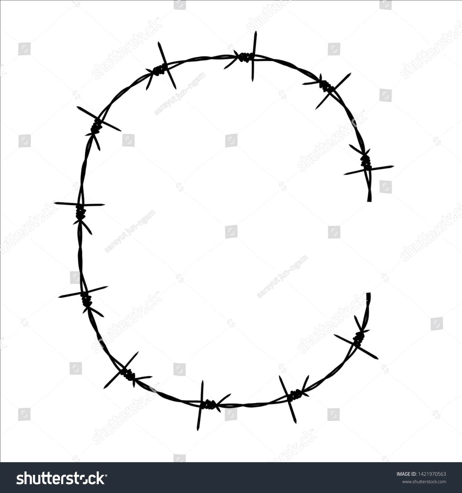 Barbed Wire Shape Alphabet C: เวกเตอร์สต็อก (ปลอดค่าลิขสิทธิ์ ...