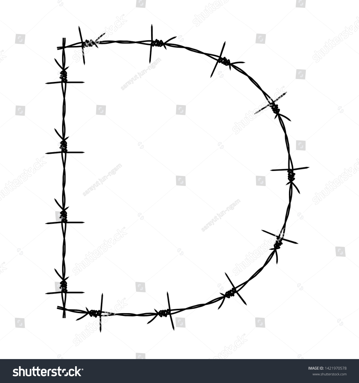 Barbed Wire Shape Alphabet D Stock Vector (Royalty Free) 1421970578