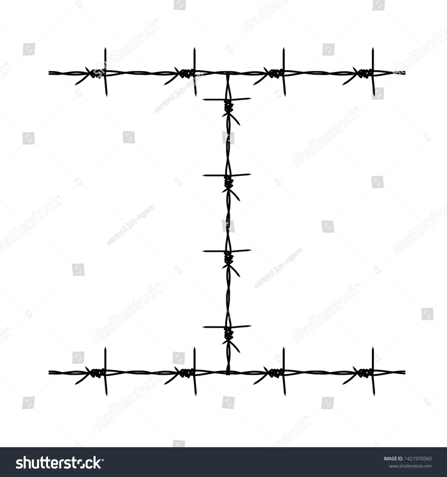 Barbed Wire Shape Alphabet Stock Vector (Royalty Free) 1421970560 ...