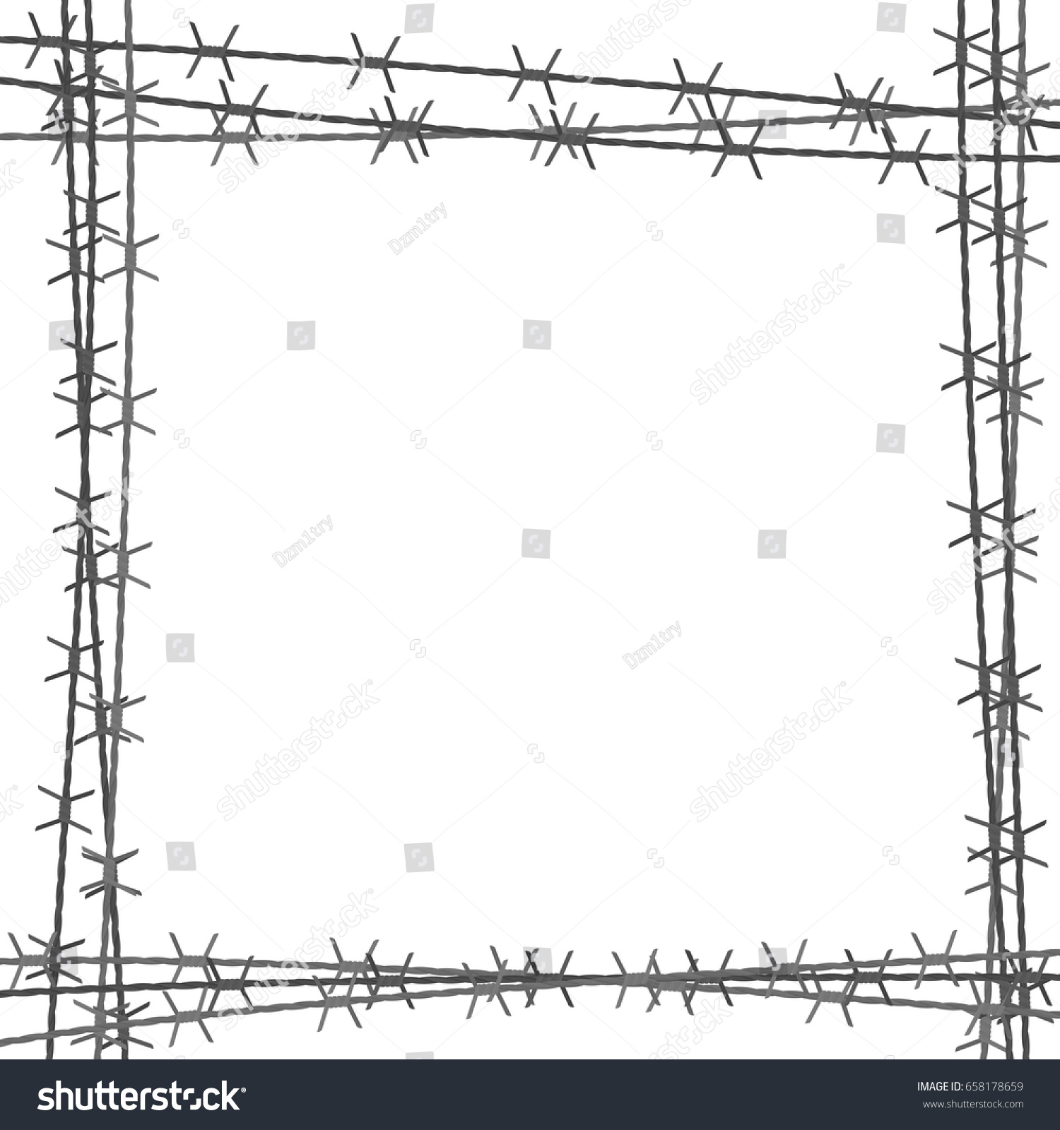 Barbed Wire Square Border Vector Illustration Stock Vector (Royalty ...