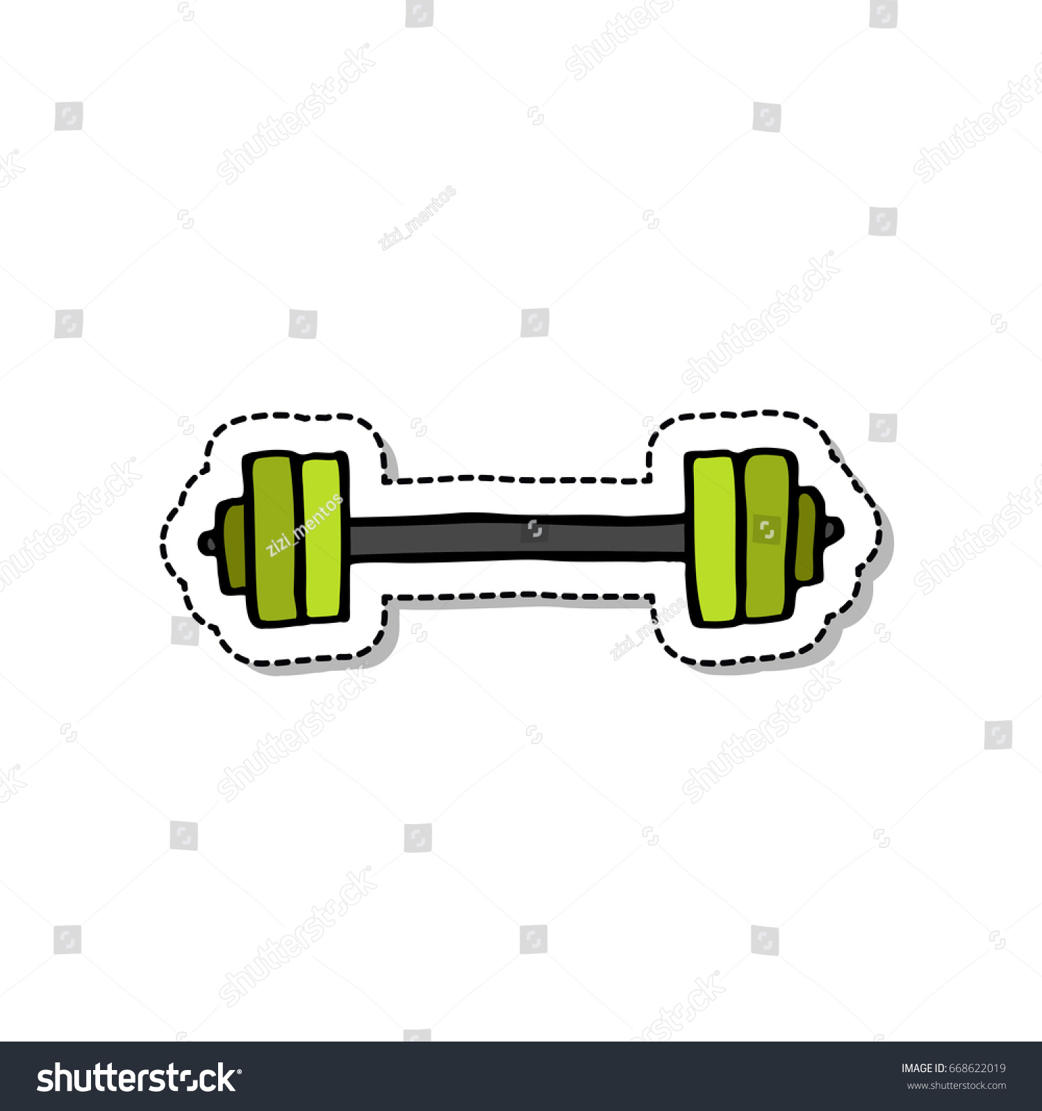Barbell Doodle Icon Sticker Stock Vector (Royalty Free) 668622019 ...