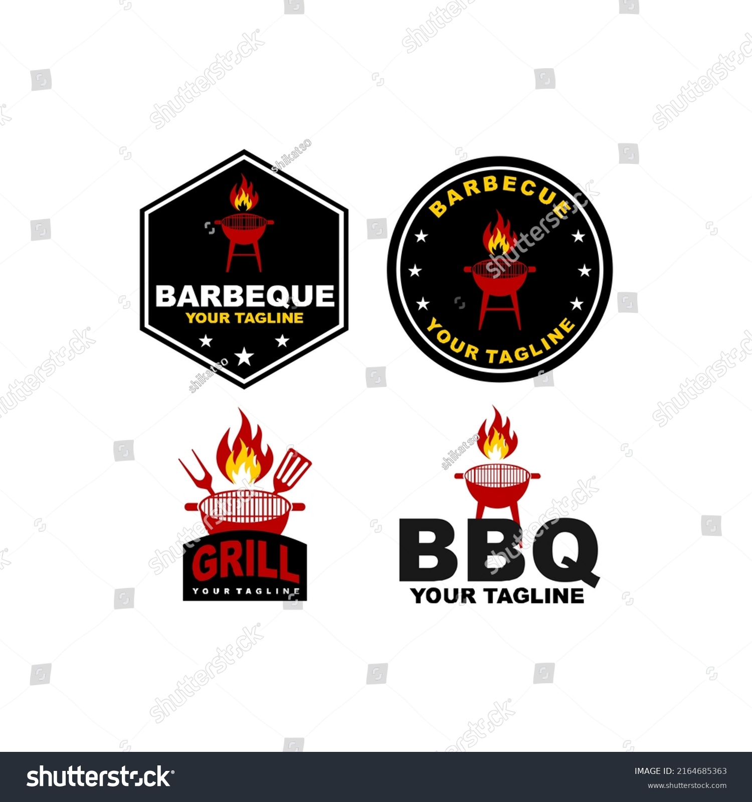 Barbeque Badge Vector Logo Set Stock Vector (Royalty Free) 2164685363 ...