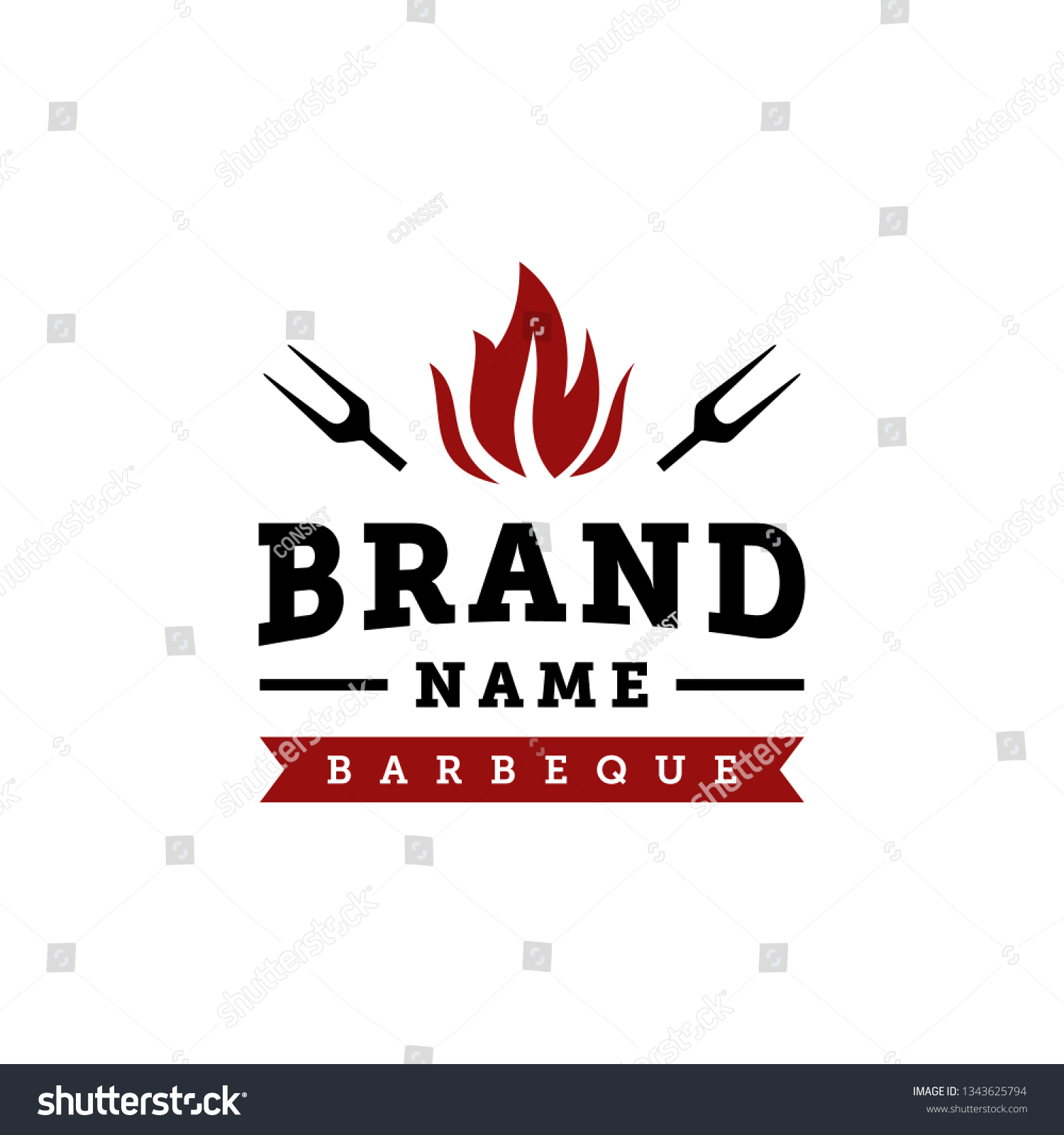 Barbeque Fire Grill Logo Design Stock Vector (Royalty Free) 1343625794