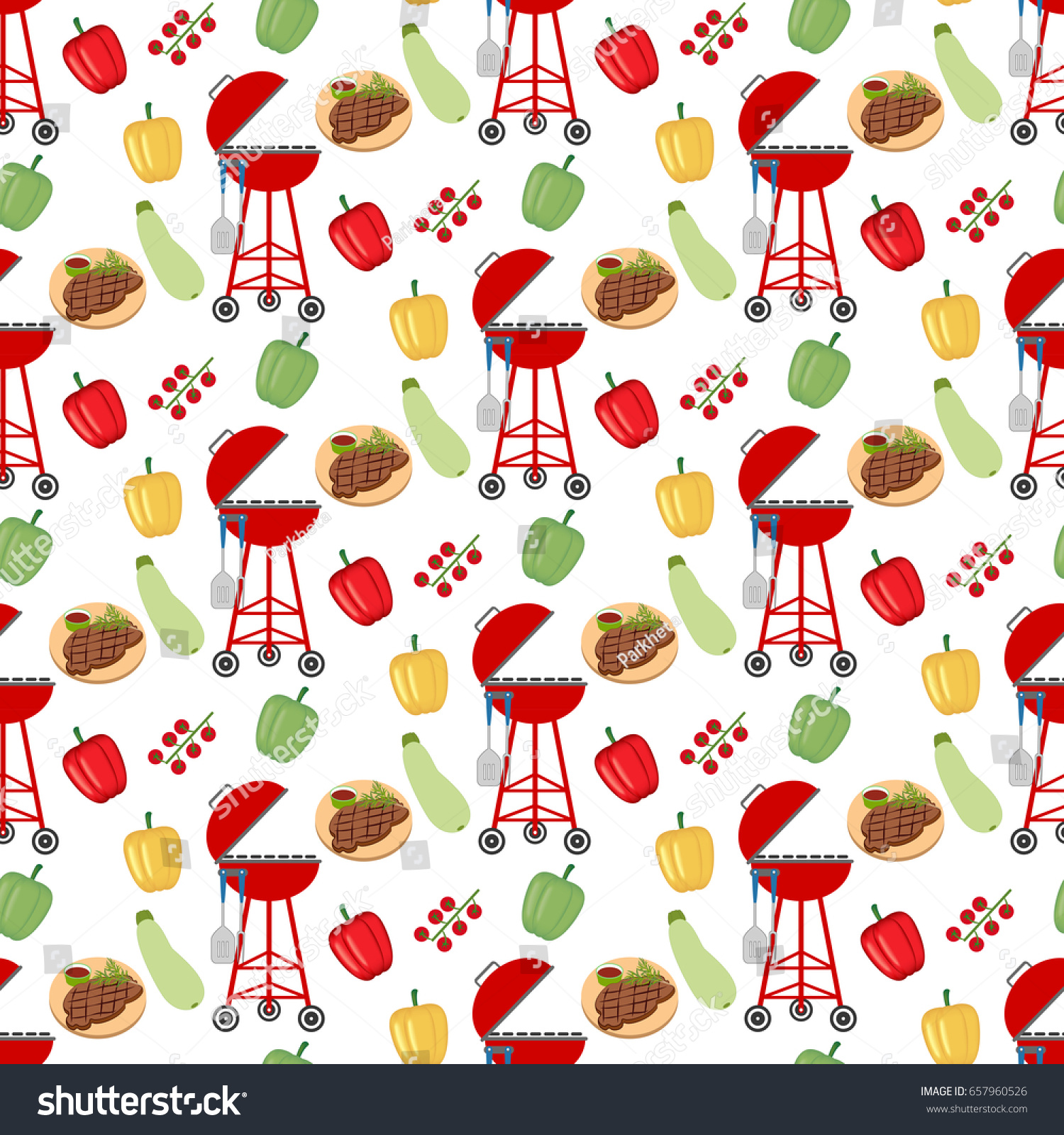 Barbeque Grill Pattern On White Background Stock Vector (Royalty Free ...