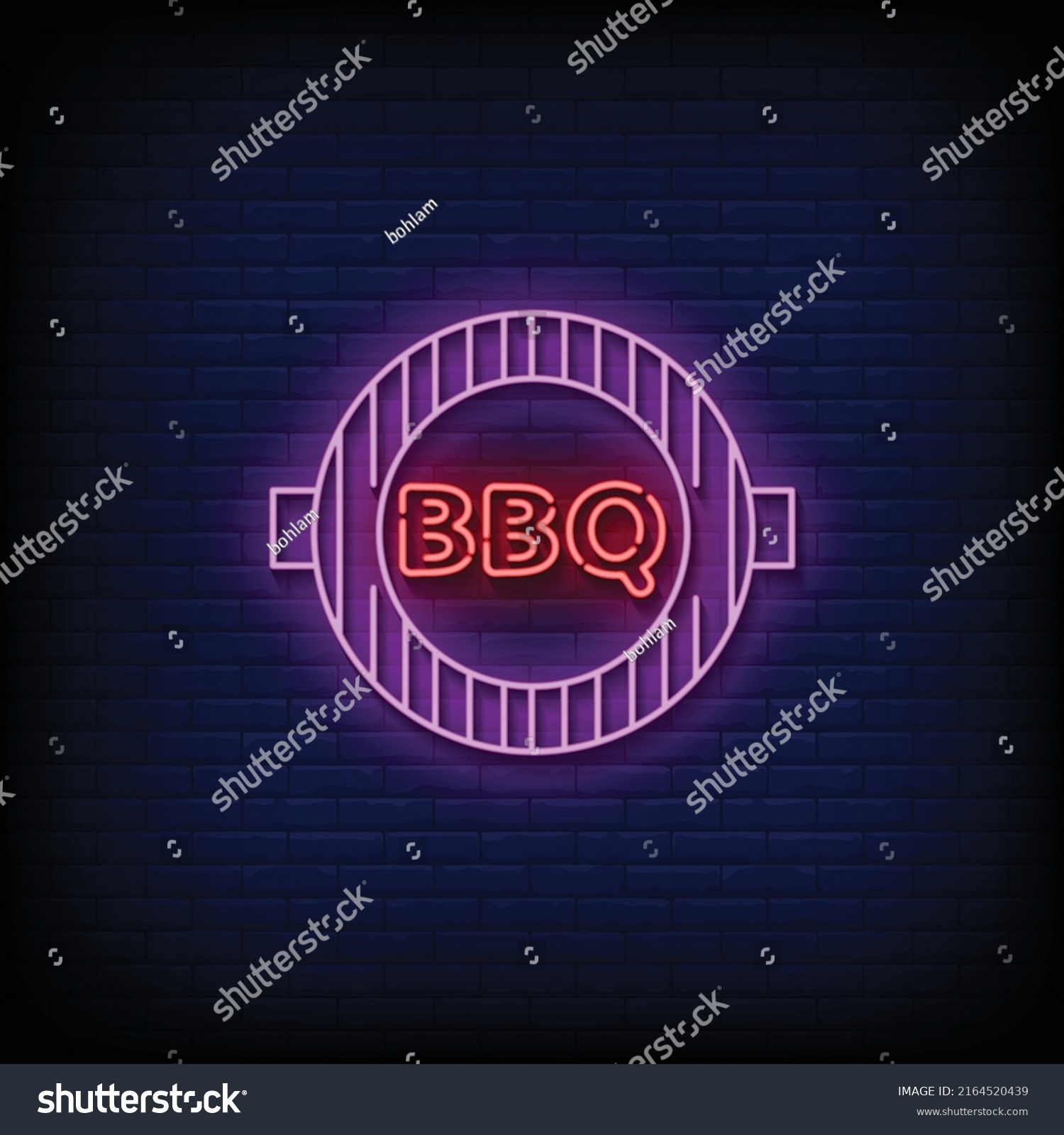 Barbeque Neon Sign On Brick Wall Stock Vector (Royalty Free) 2164520439 ...