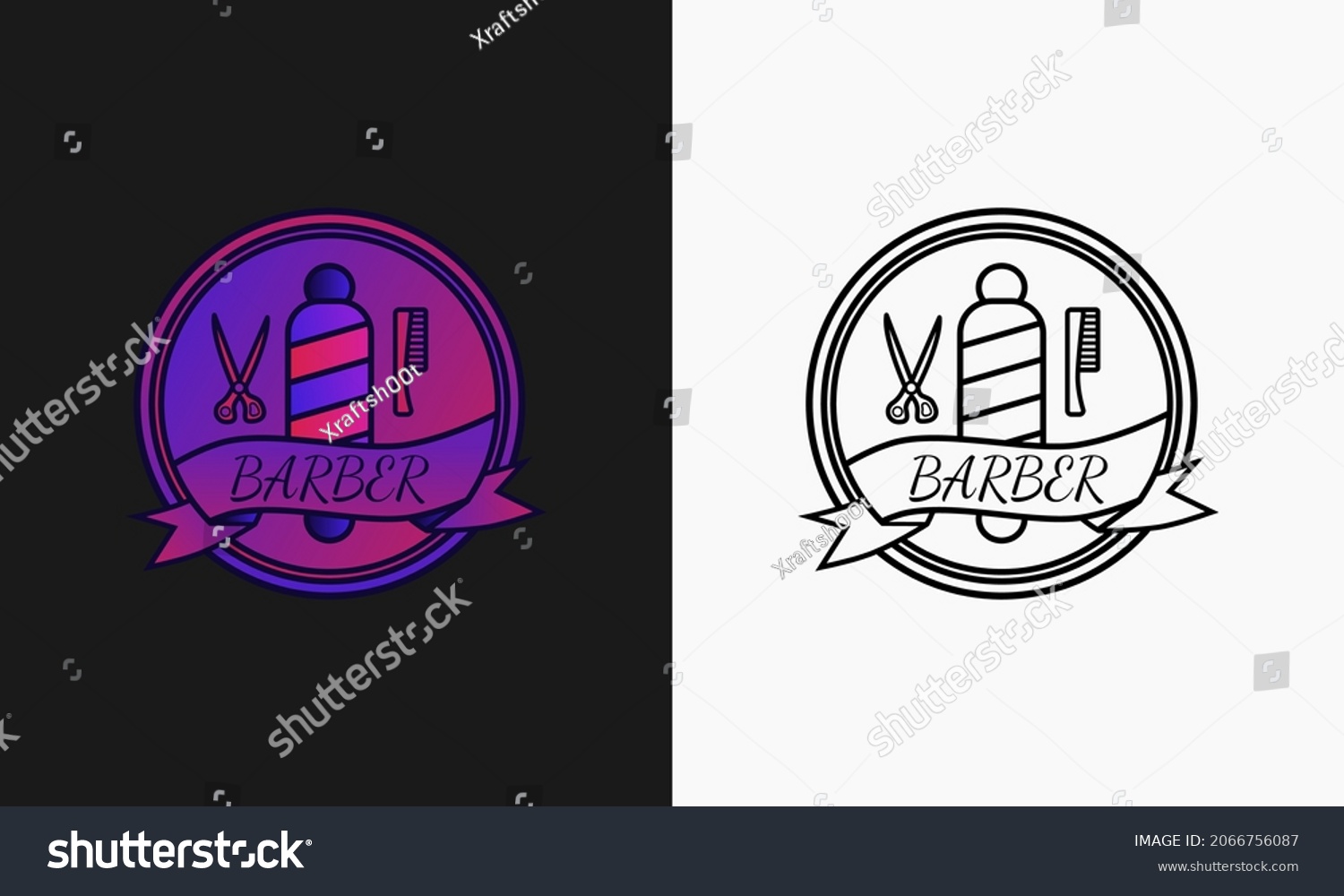 Barber Logo Scissors Comb Stock Vector (Royalty Free) 2066756087