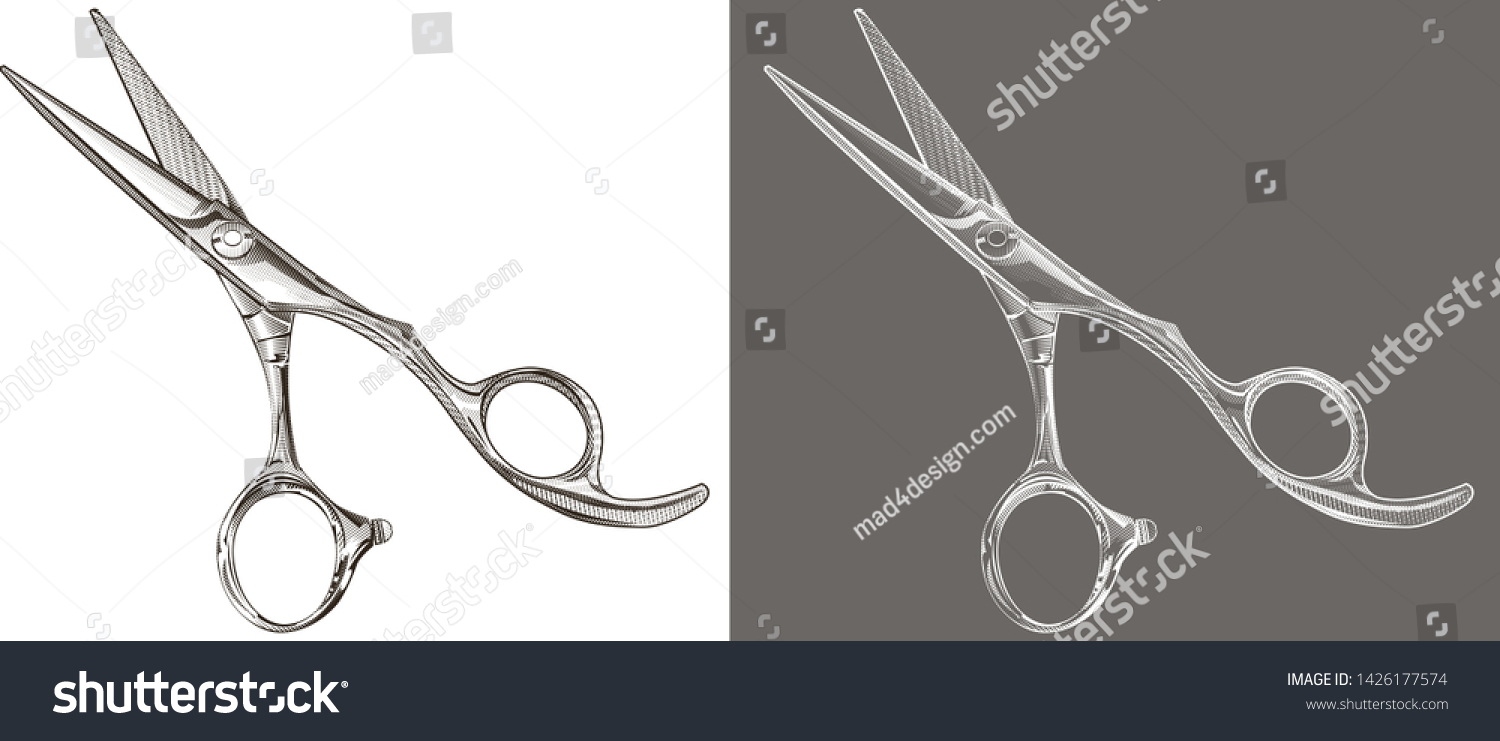 Barber Scissors Drawing Vector Illustration Stock Vector (Royalty Free ...