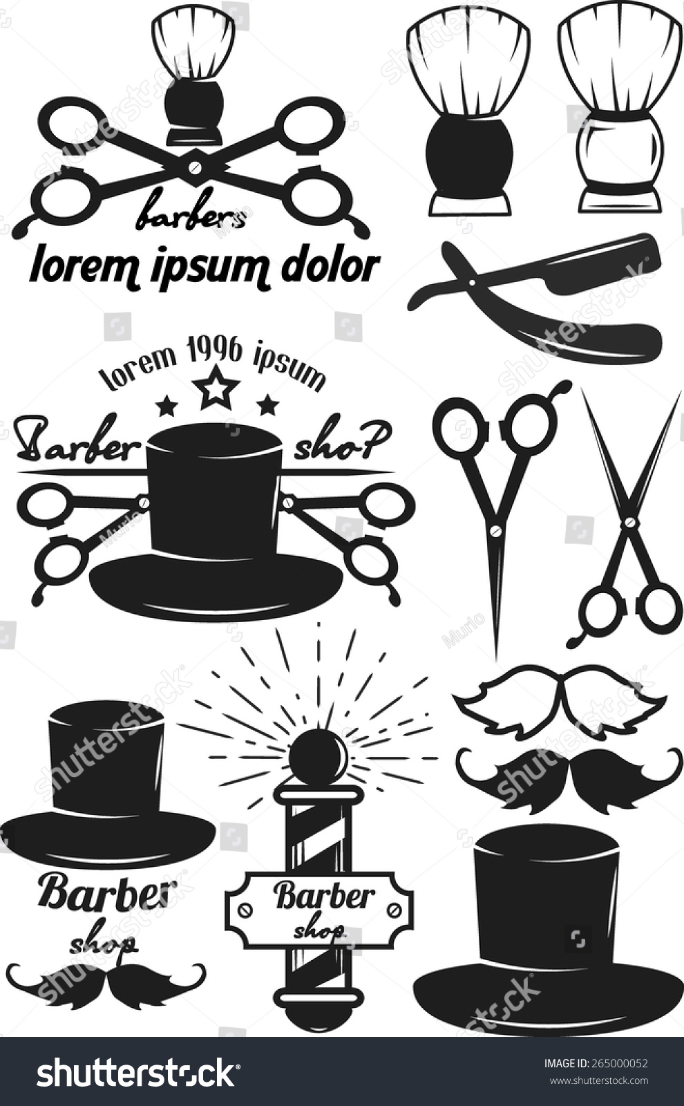 Barber Shop Set: vector de stock (libre de regalías) 265000052 ...