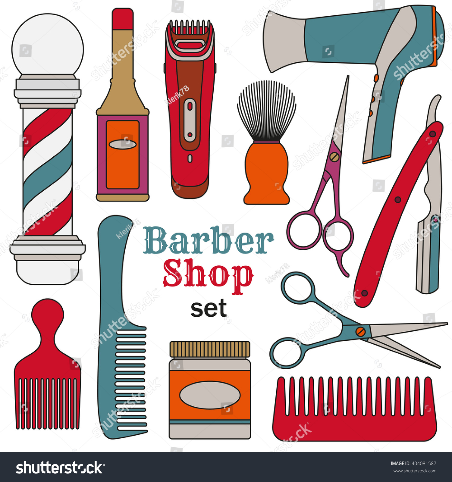 Barber Shop Set Vector Illustration Stock Vector (Royalty Free ...