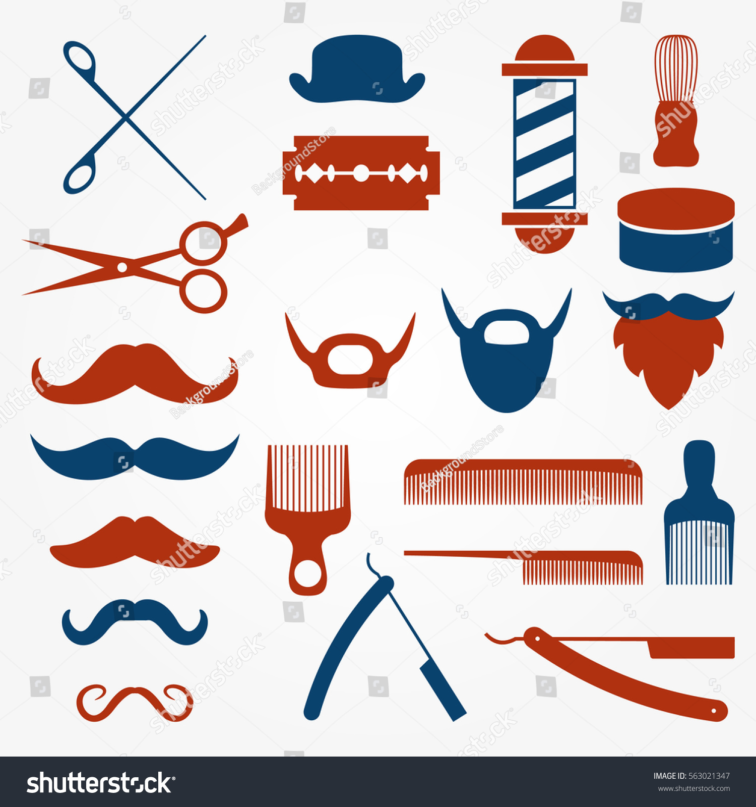 Barber Shop Shave Tools Vector Shapes Stock Vector (Royalty Free ...
