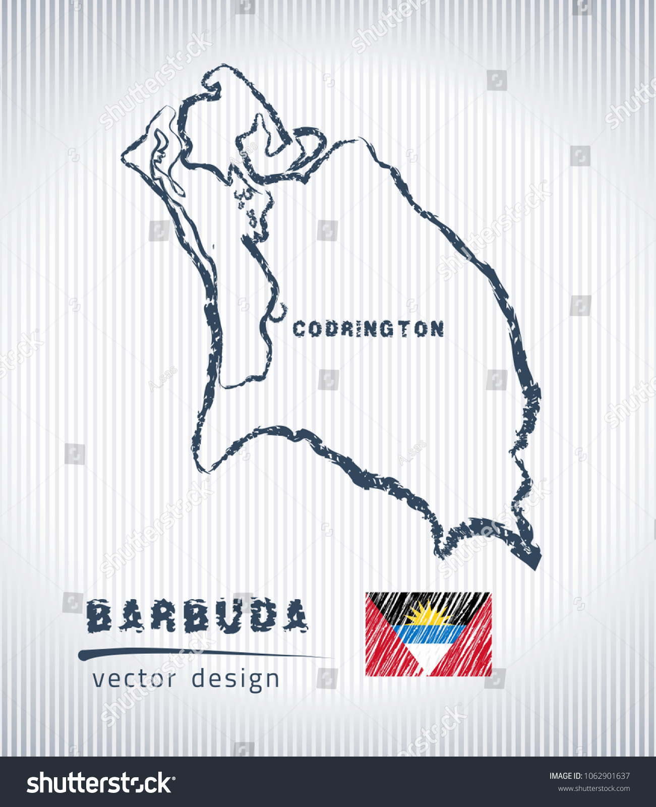 Barbuda National Vector Drawing Map On Stock Vector (Royalty Free ...