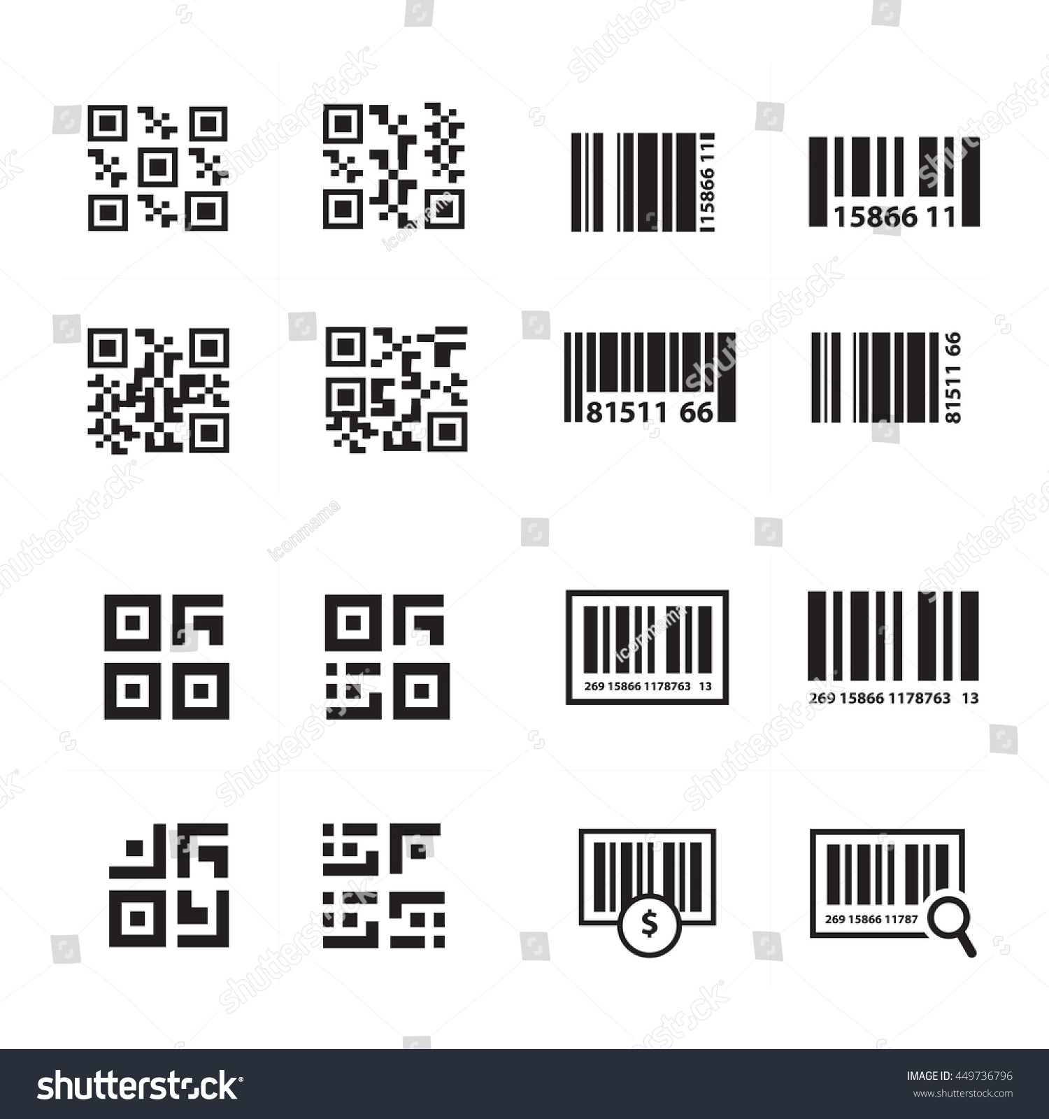 Barcode Qr Code Vector Set 스톡 벡터로열티 프리 449736796 Shutterstock