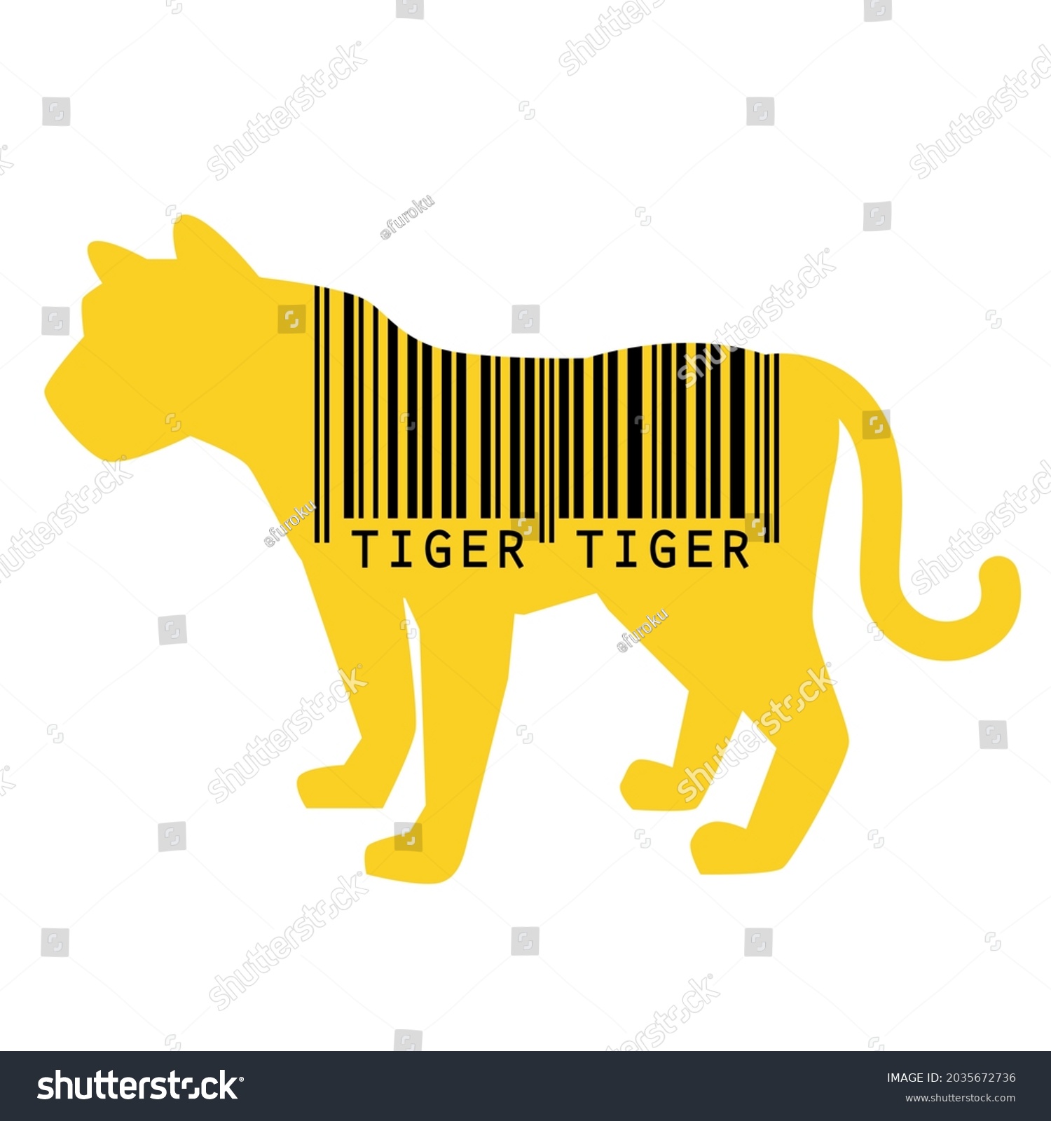 Barcode Tiger Yellow Vector Illustration Stock Vector (Royalty Free ...
