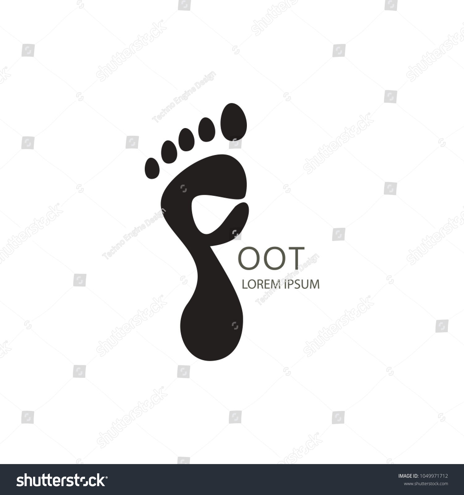 Bare Foot Print Logo Design Vector Stock Vector (Royalty Free) 1049971712