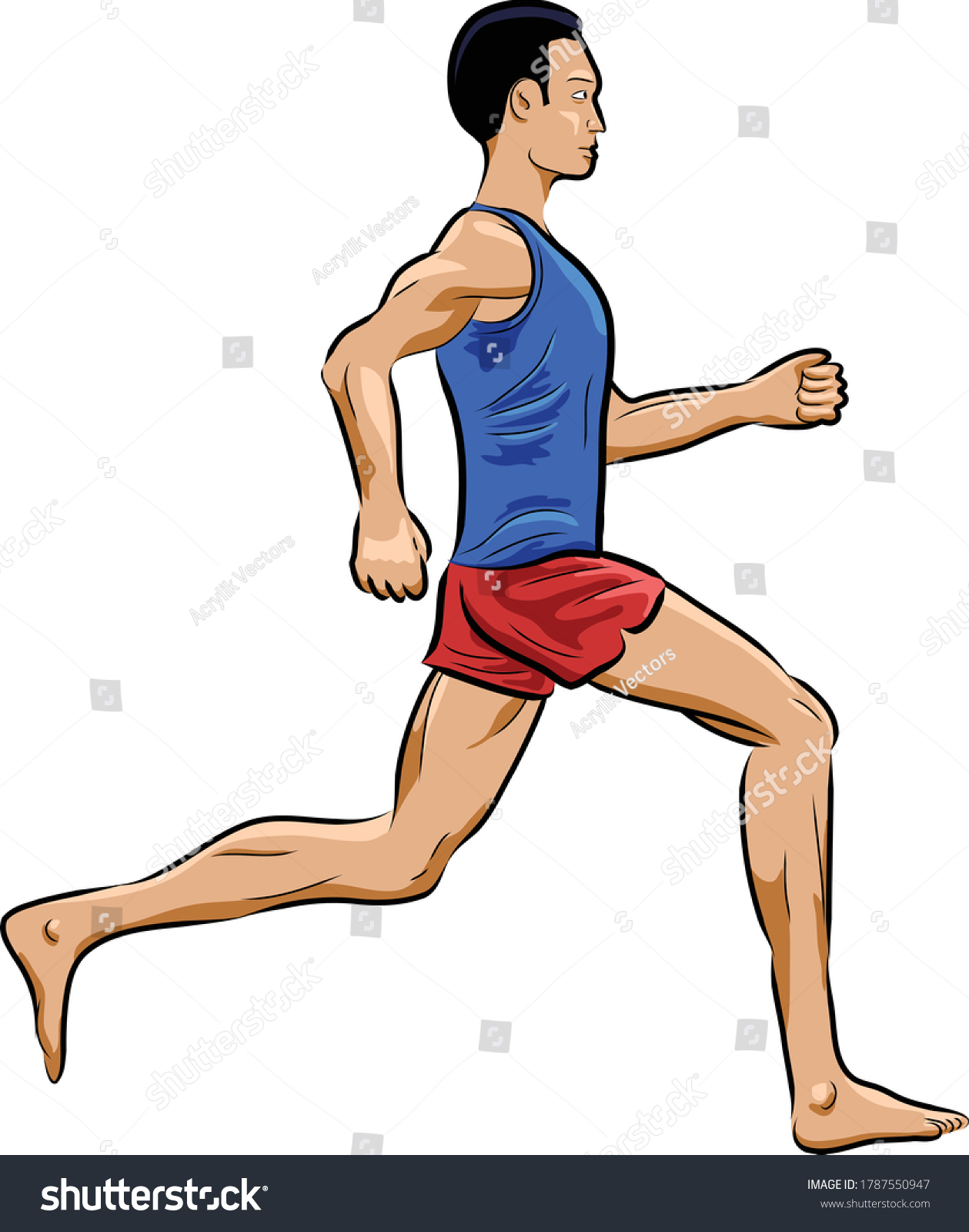 Barefoot Runner Side View Vector Illustration Stock Vector (Royalty ...