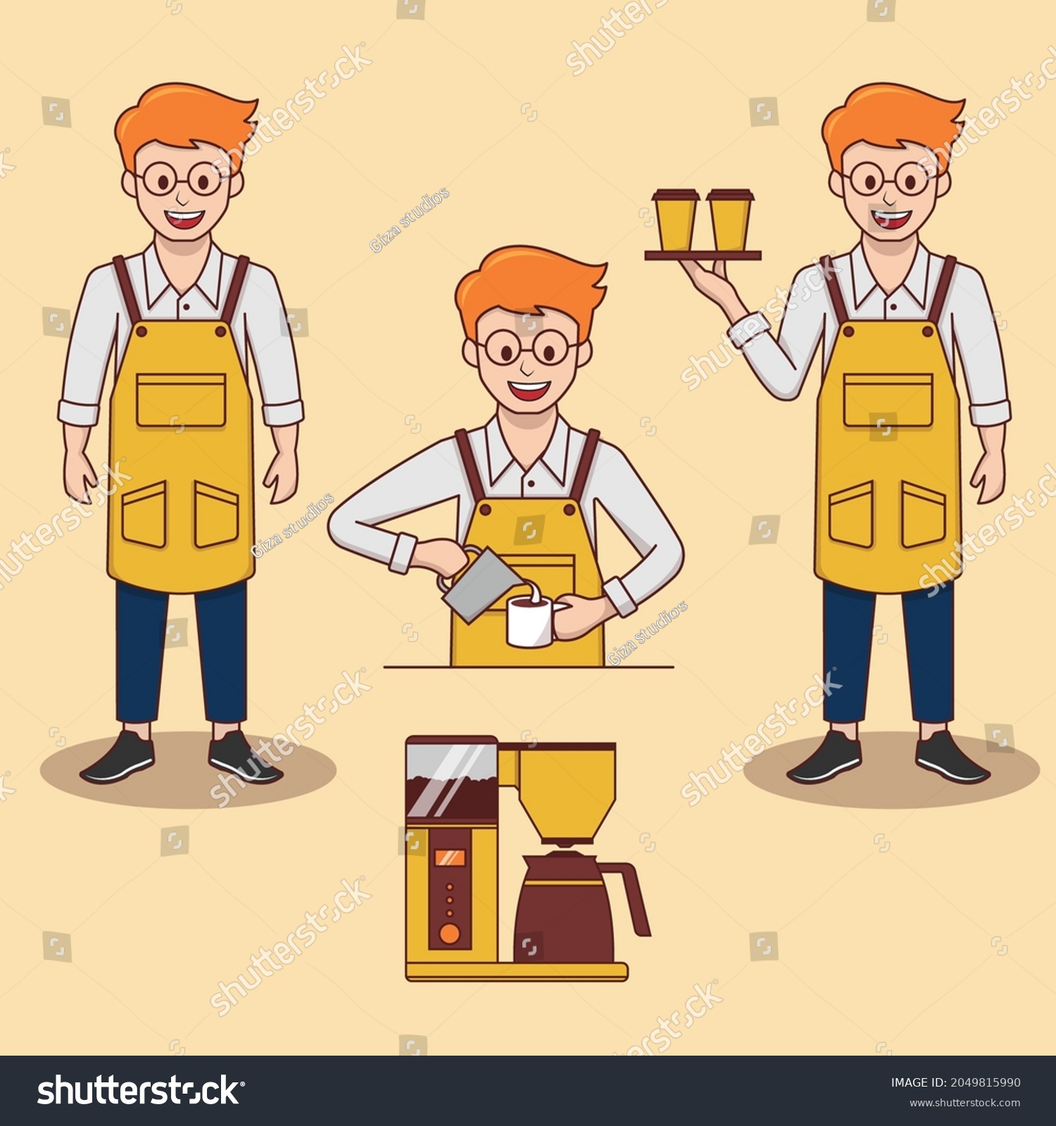 Barista Vector Character Illustration Set Stock Vector (Royalty Free ...