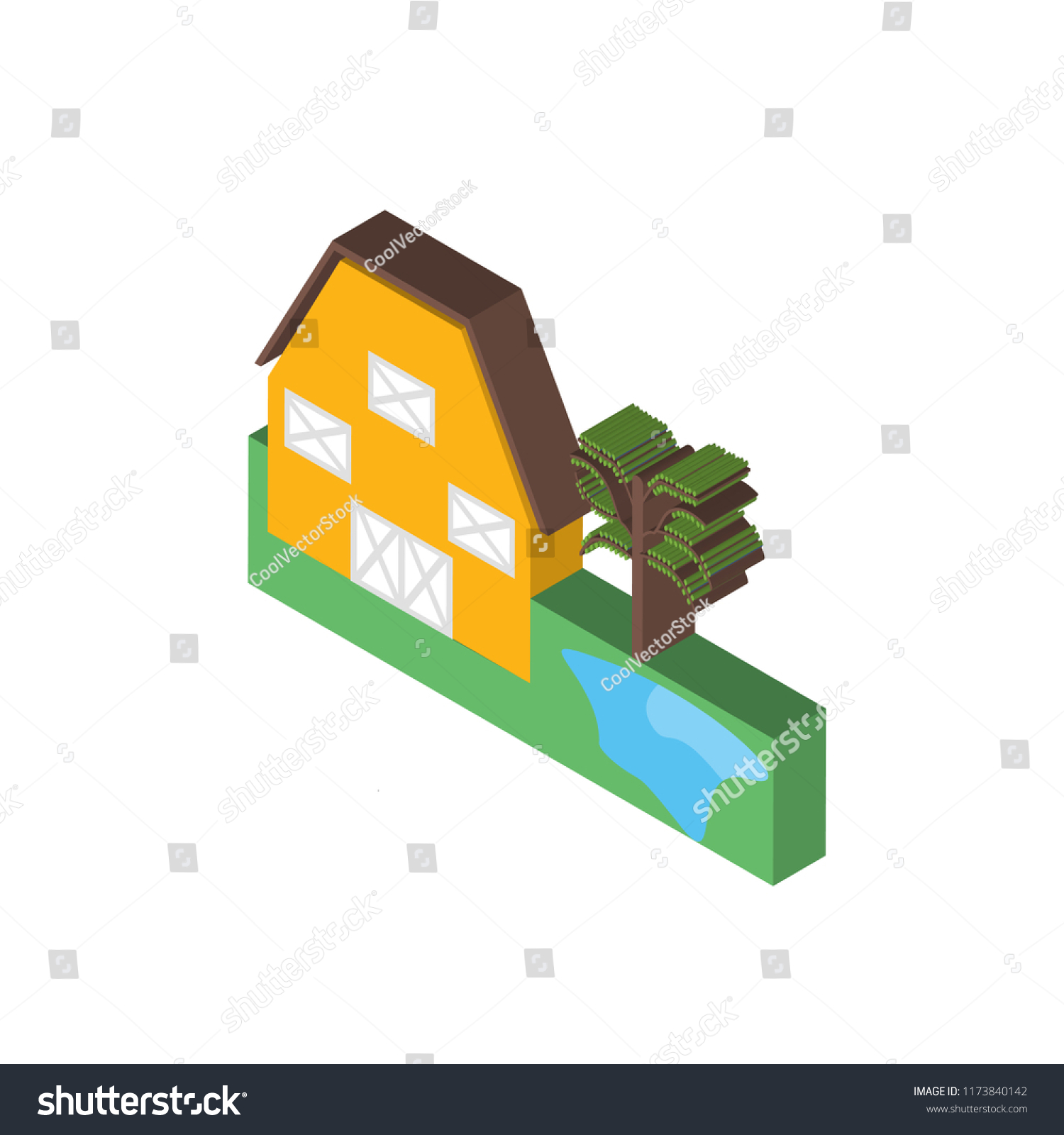 Barn Isometric Left Top View 3d Stock Vector (Royalty Free) 1173840142 ...